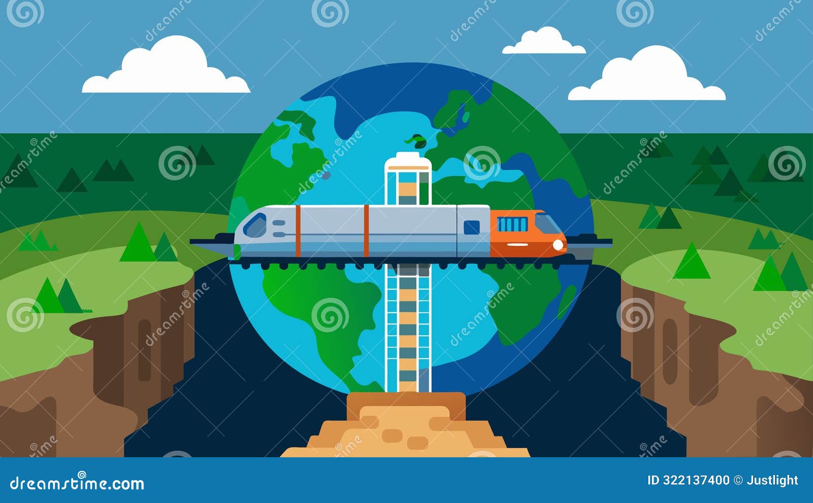 A Tunnel Boring Machine Drilling through the Earth Creating a Passage ...