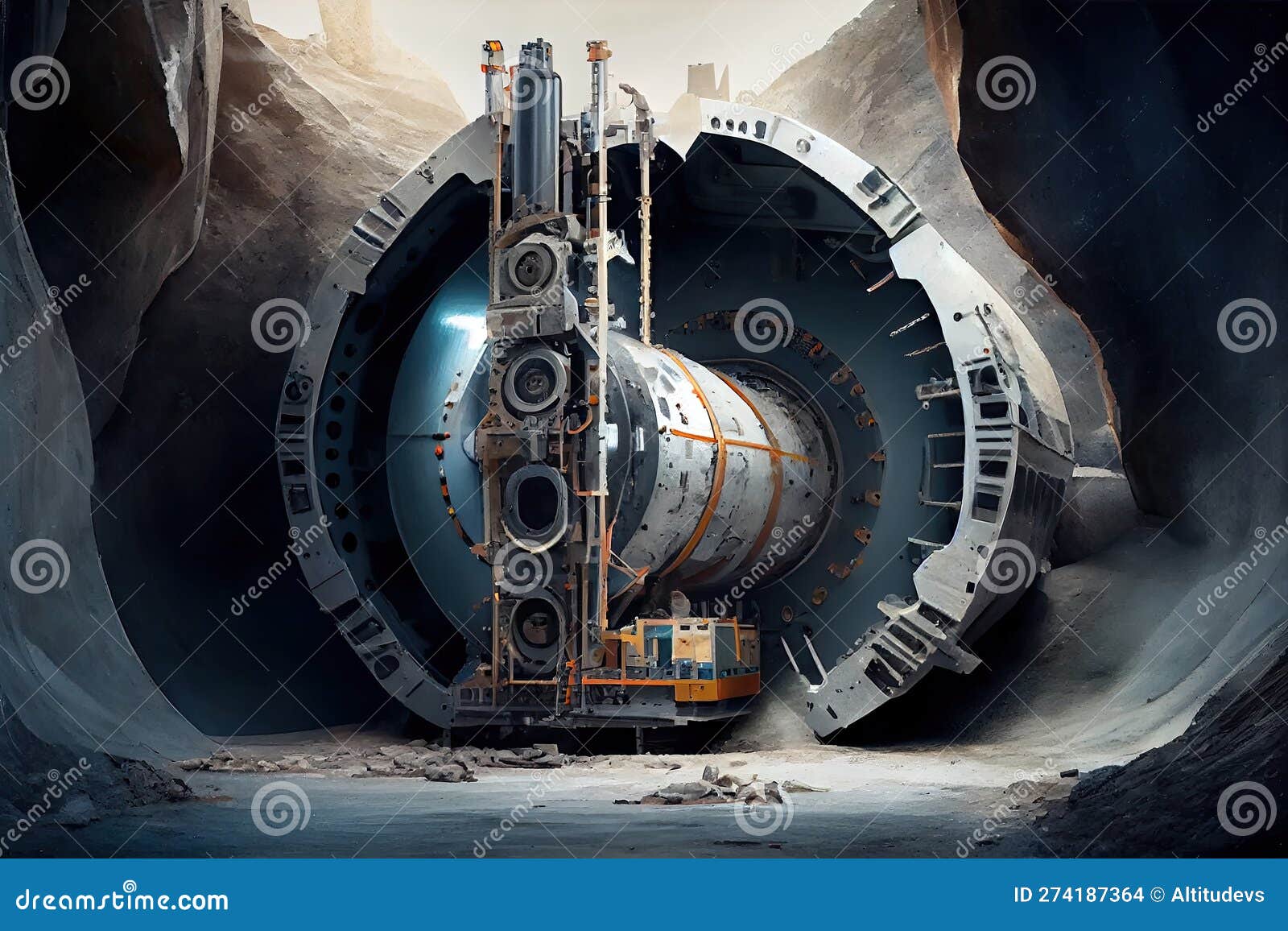Tunnel Boring Machine Drilling and through Solid Rock Stock ...