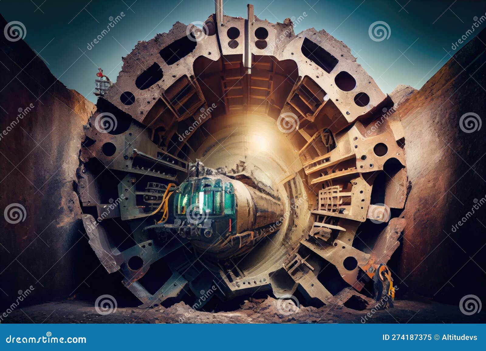 Tunnel Boring Machine Drilling and through Solid Rock Stock ...