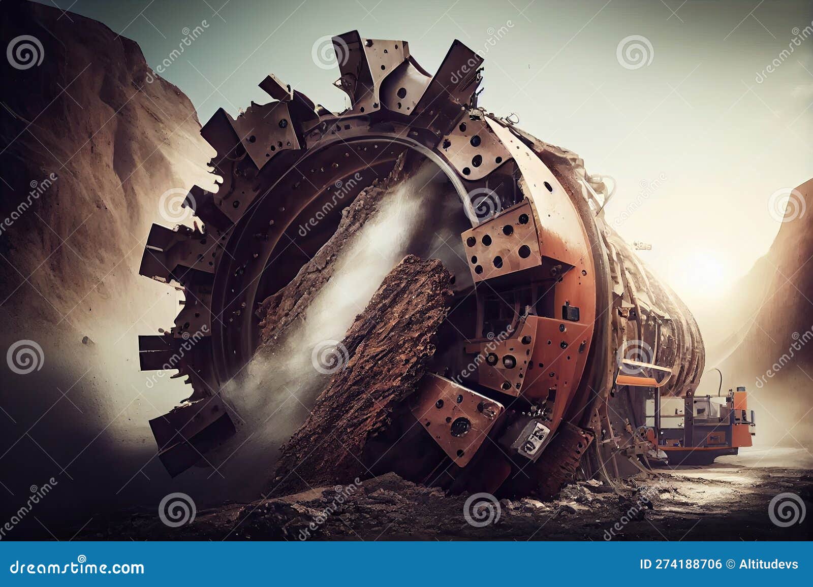 Tunnel Boring Machine, with Its Cutterhead and Conveyor System Visible ...
