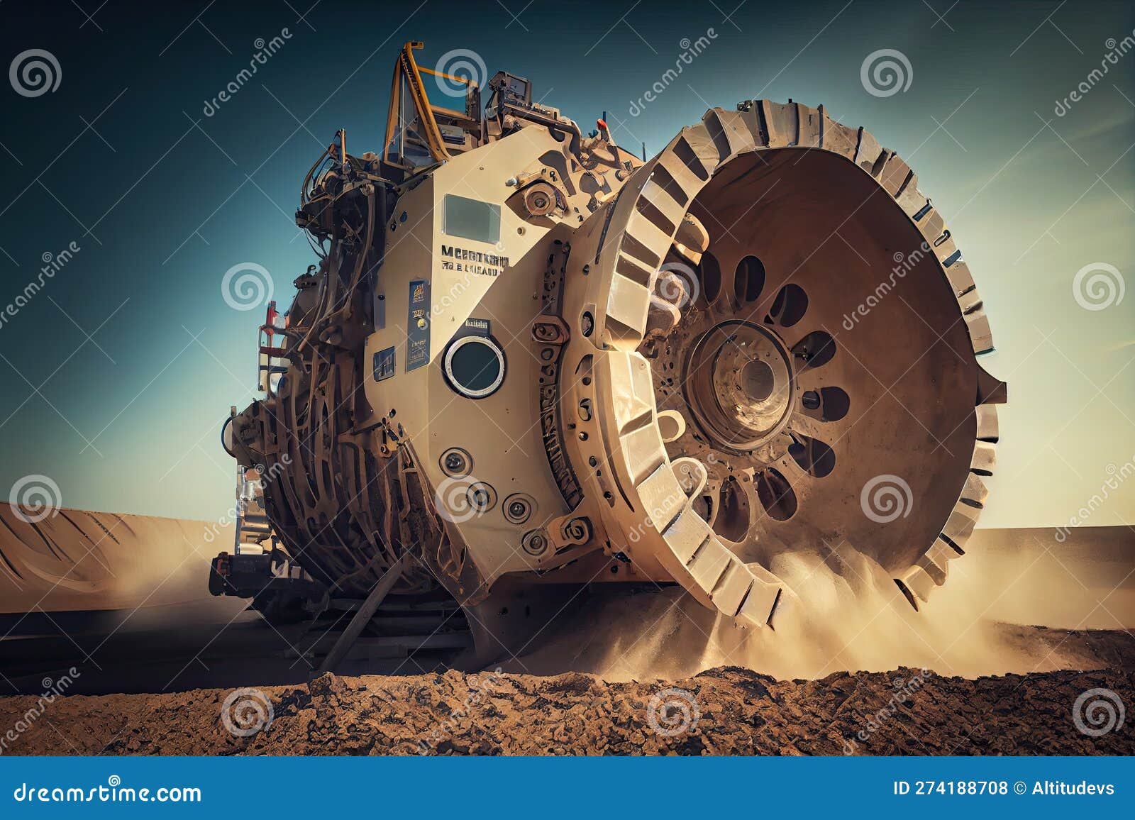 Tunnel Boring Machine, with Its Cutterhead and Conveyor System Visible ...