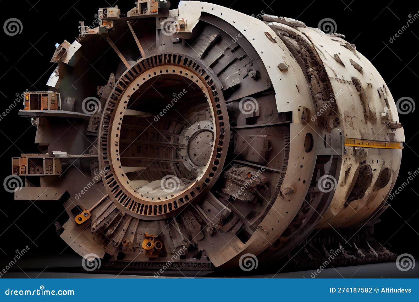 Tunnel Boring Machine, with Its Head and Rotating Cutter Visible ...