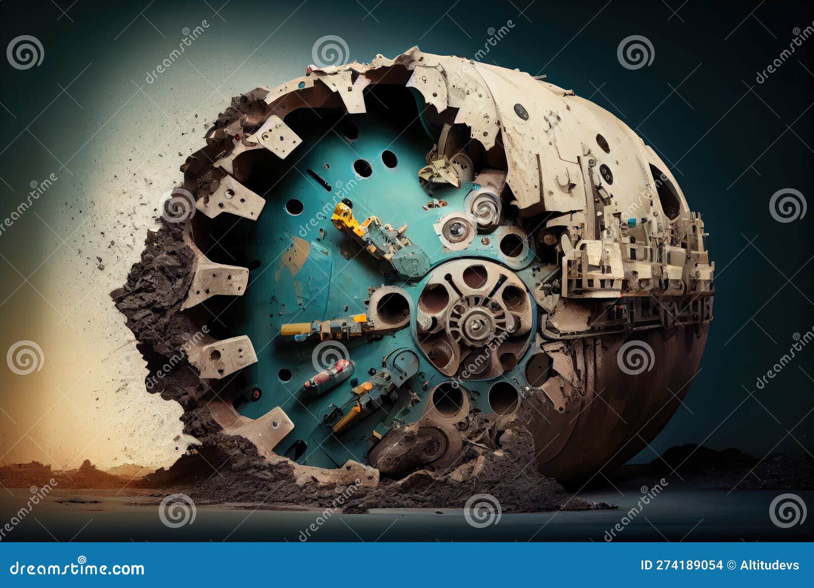 Tunnel Boring Machine, Its Head Rotating and Digging into the Earth ...