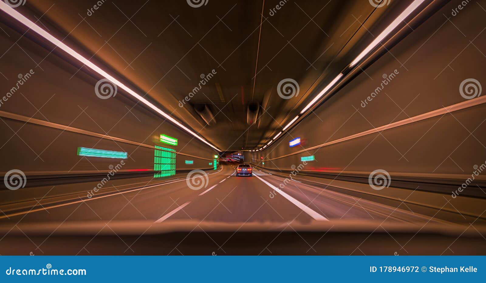 Tunnel Car Motion Blur Night Traffic Fast Stock Photo - Image of ...
