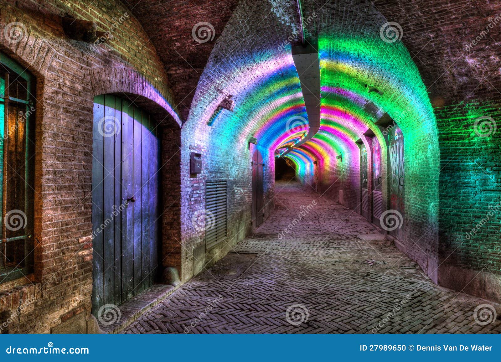 Tunnel of colored light stock photo. Image of long, moat - 27989650