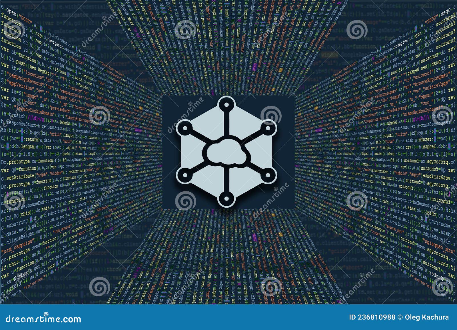 Tunnel From Computer Program Code. Programmer Lines Of Code, Java Script, CSS, And HTML. Hacking ...