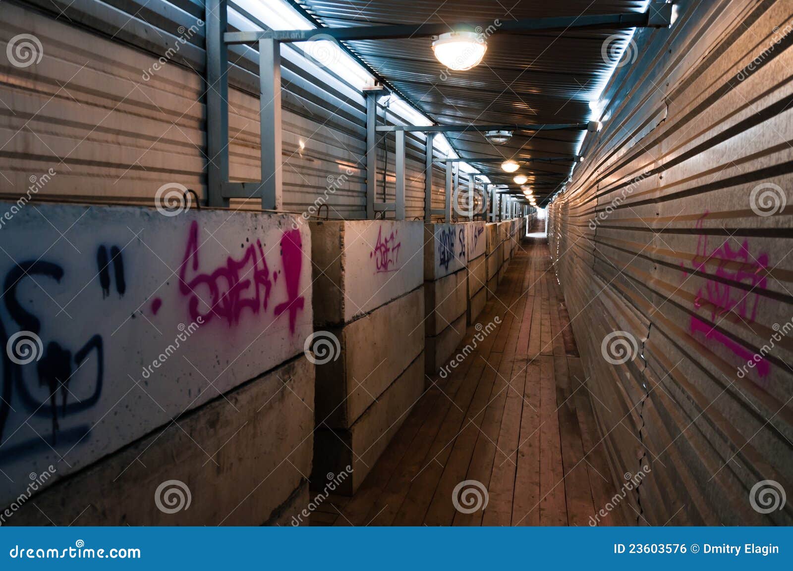 Tunnel with Concrete Blocks Stock Photo - Image of light, long: 23603576