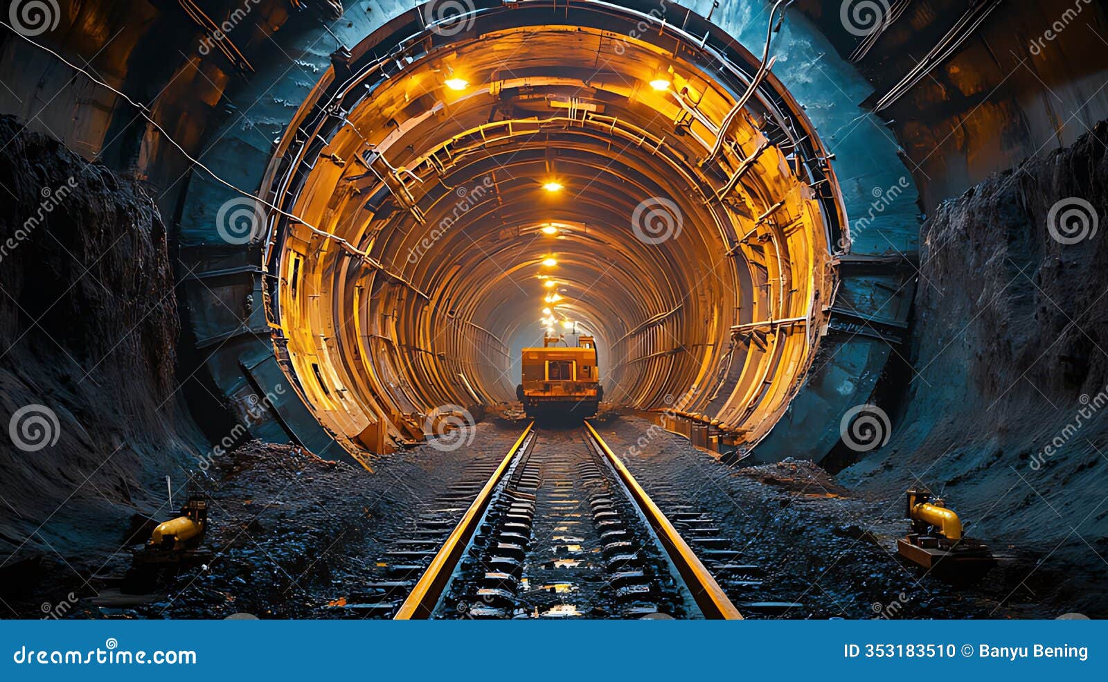 Tunnel Construction Composition Concept. Quarry Mining Machines ...
