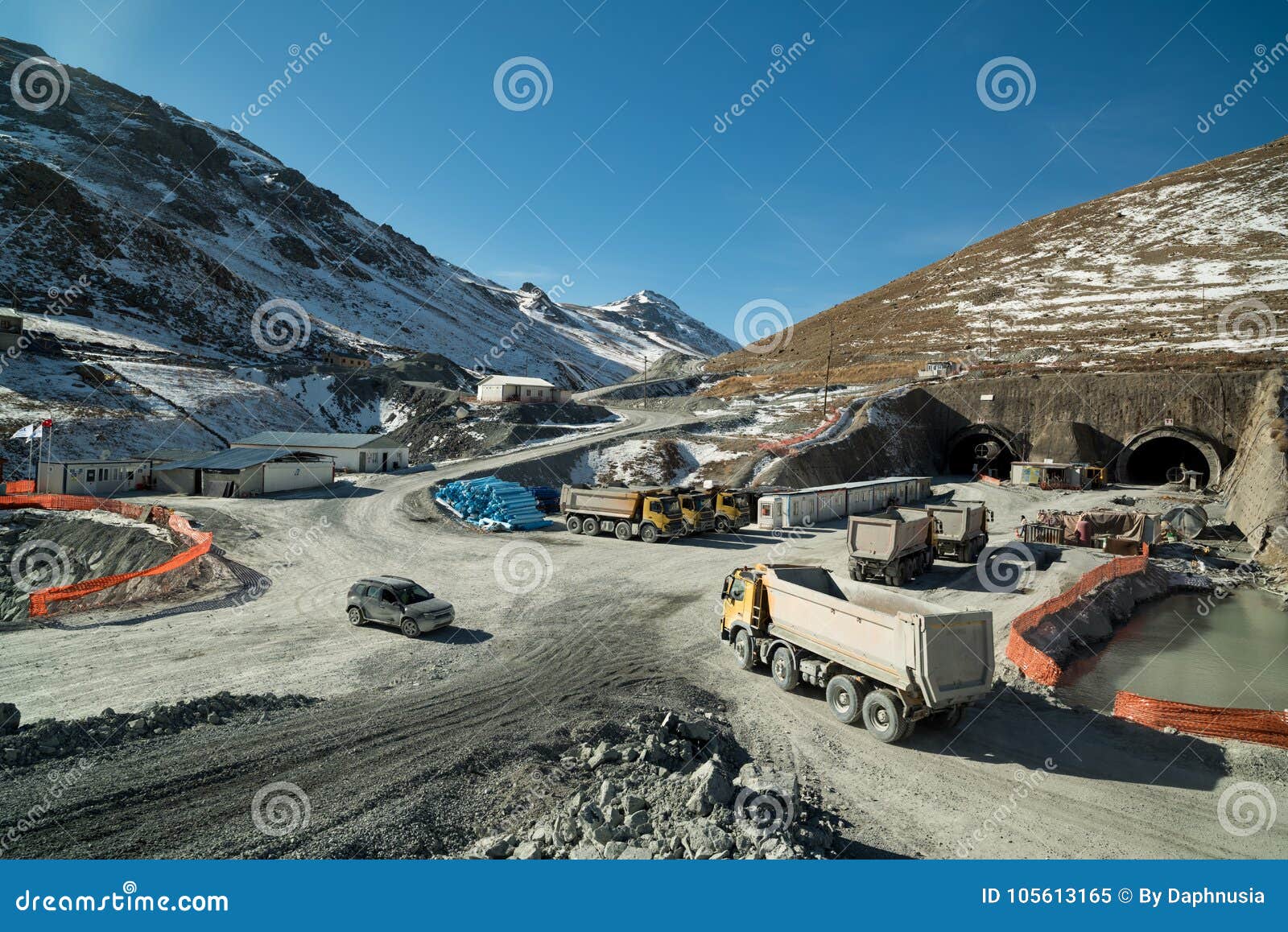 Tunnel Construction Work and Work Machines Stock Image - Image of ...