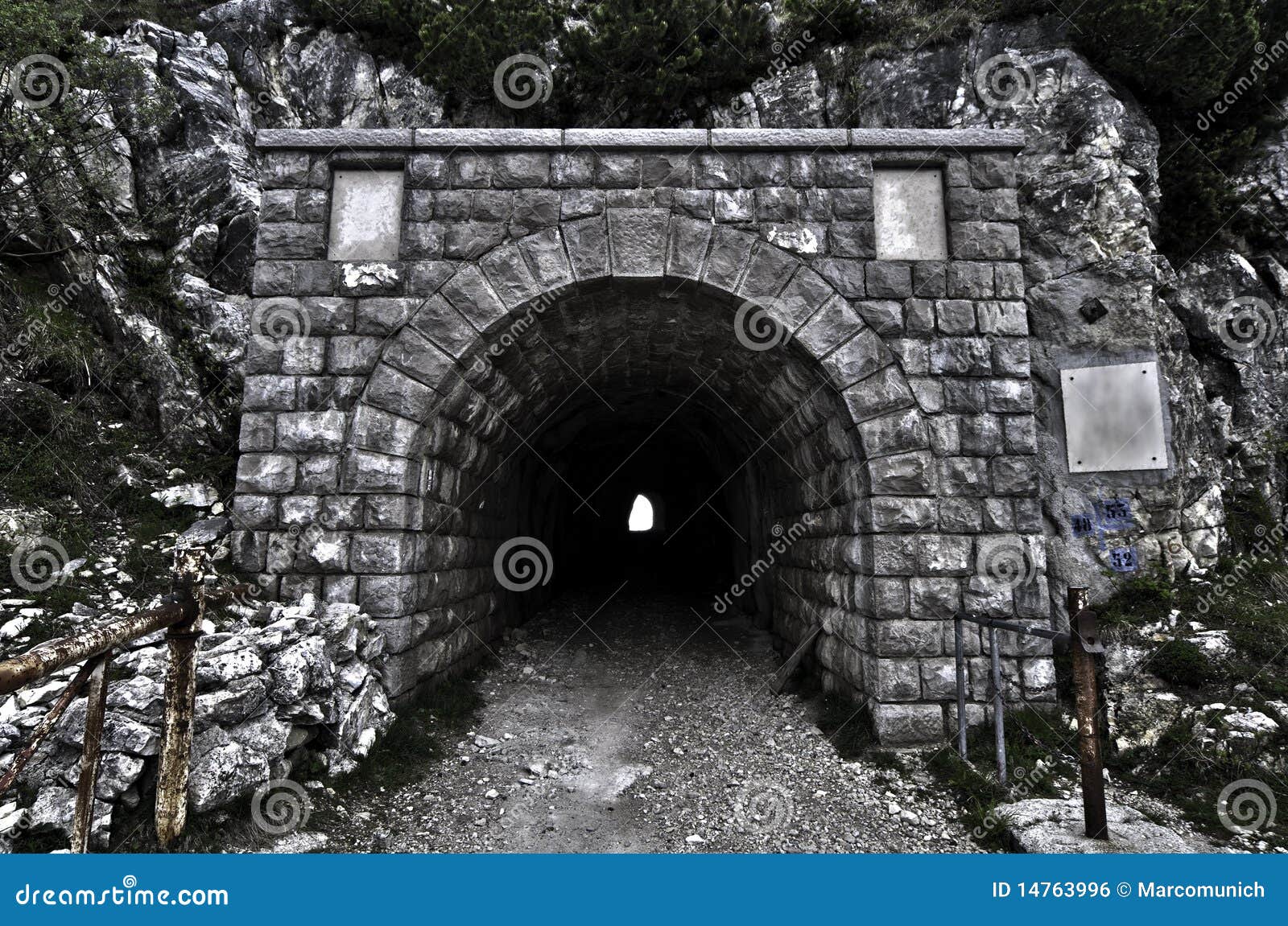 Tunnel Entrance through a Mountain Stock Photo - Image of remote, black ...