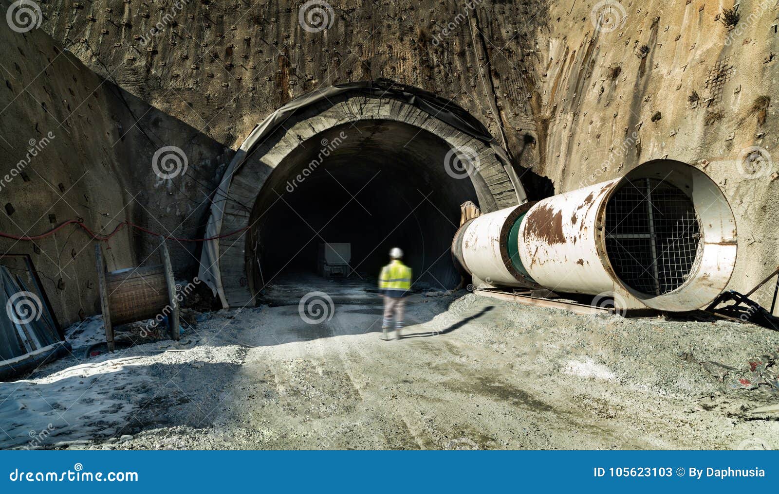 Tunnel excavation work stock image. Image of structure - 105623103