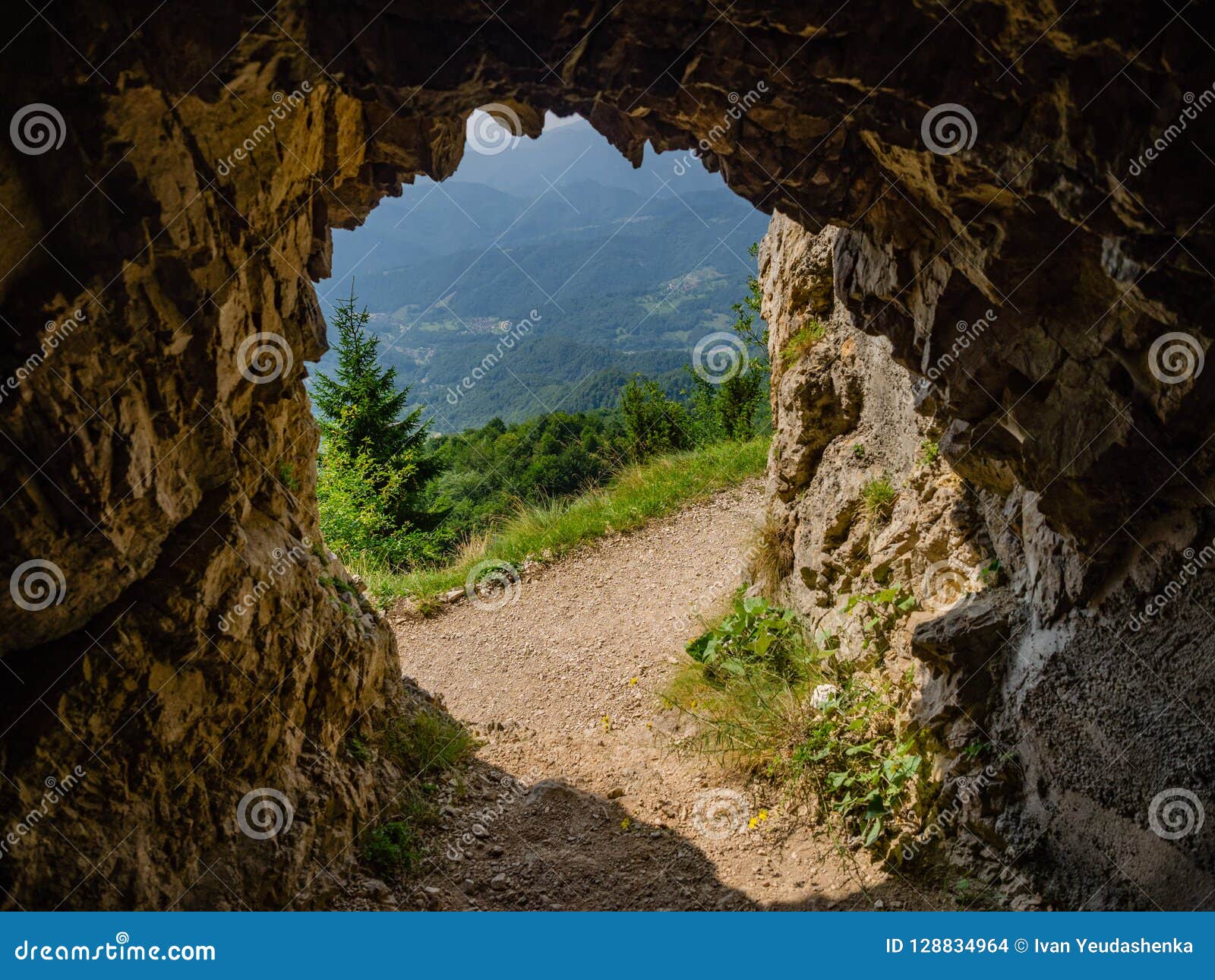 Tunnel Exit on Road of 52 Tunnels on the Pasubio Massif Stock Photo ...