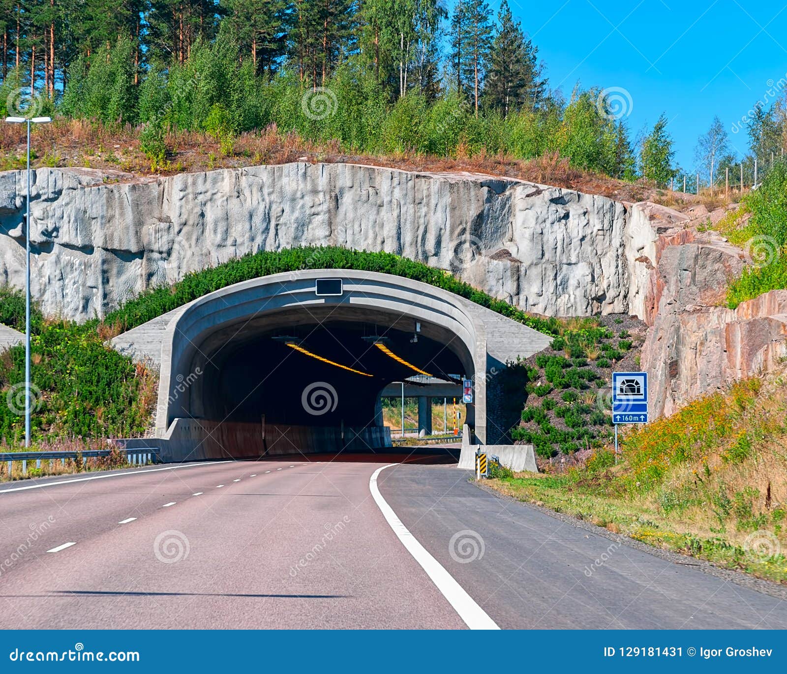 Tunnel on highway. stock image. Image of landscape, highway - 129181431