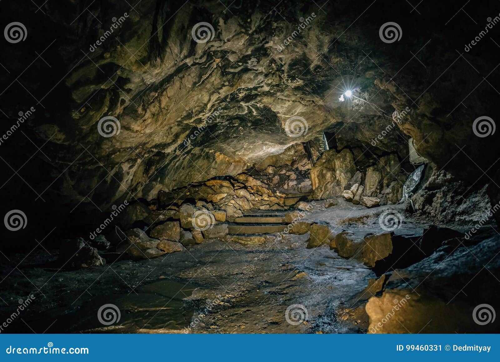 Tunnel Inside a Large Underground Cave Stock Image - Image of dark ...