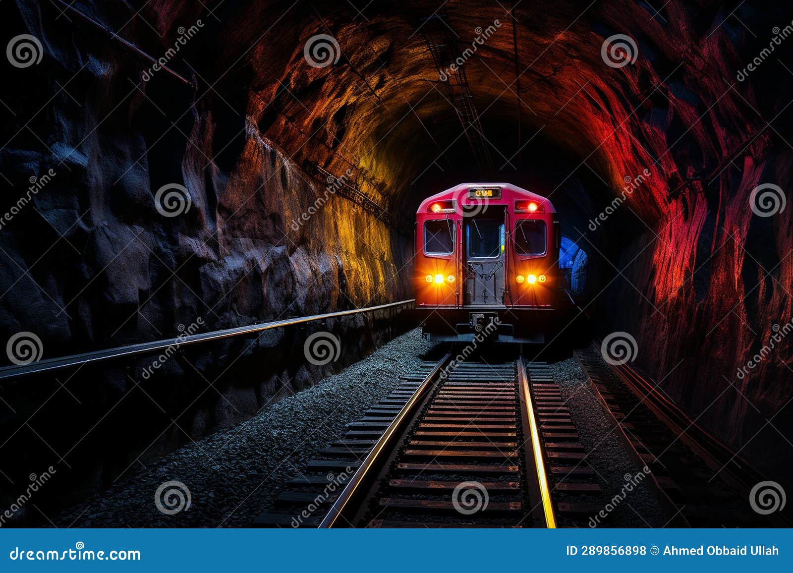 Tunnel Journey Train Highlighting Color Contrast. Generative by Ai ...