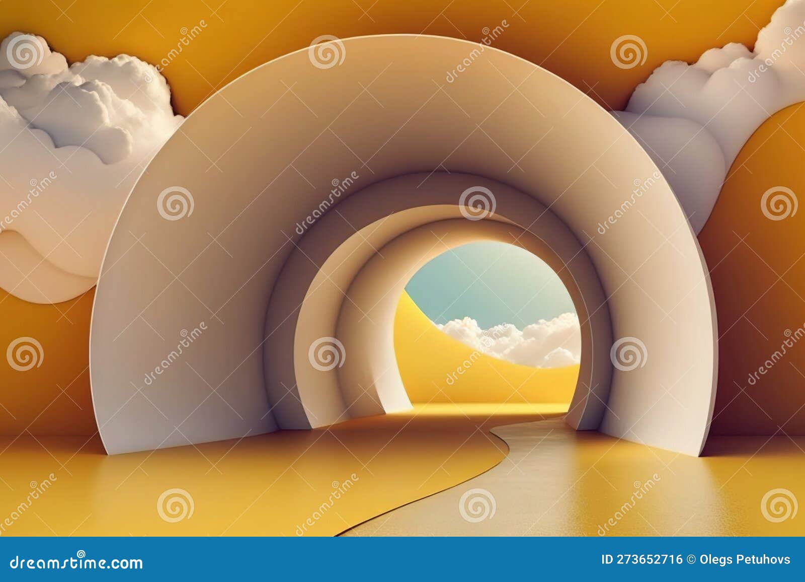 A Tunnel Leading To a Sky Filled with Clouds and Clouds Stock ...