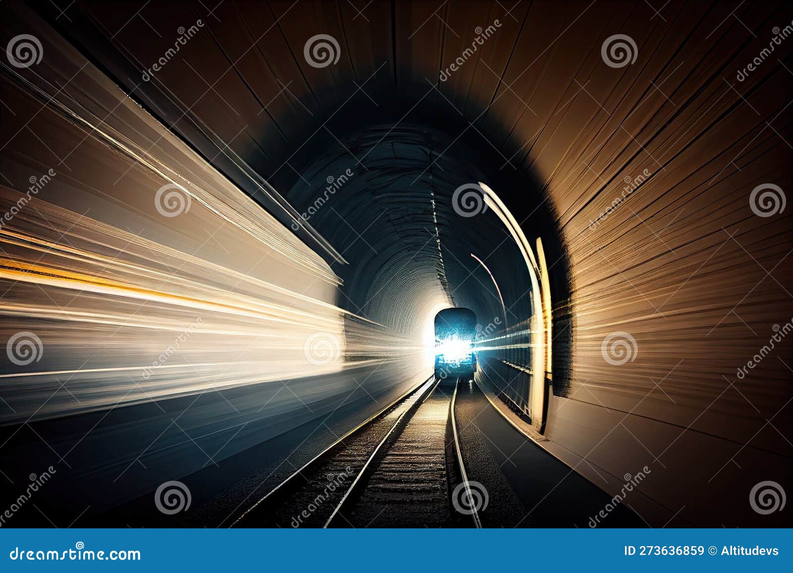 Tunnel of Light, with Speeding Train and Blurred Surroundings Stock ...