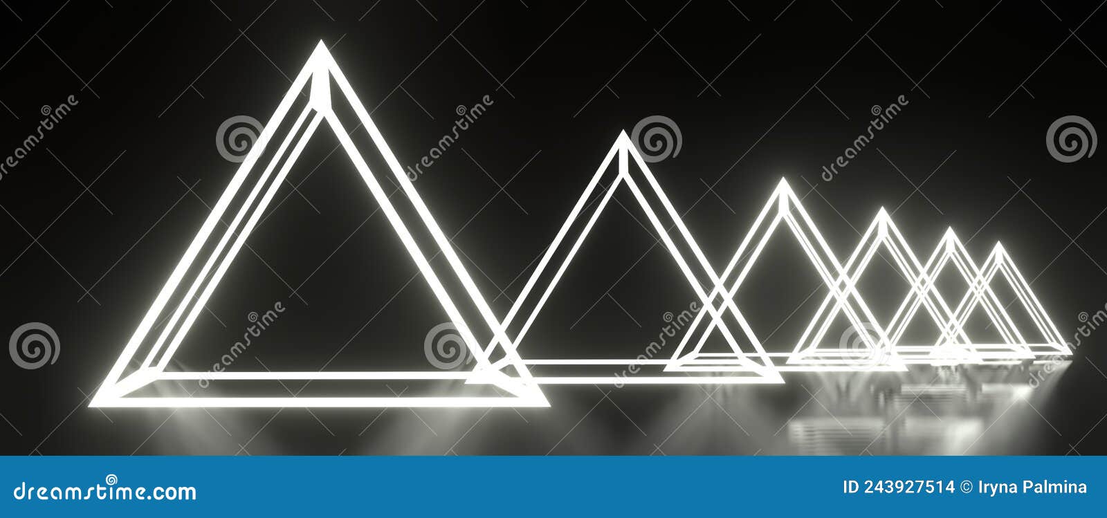 Tunnel of Luminous Triangles on Black Space Stock Illustration ...