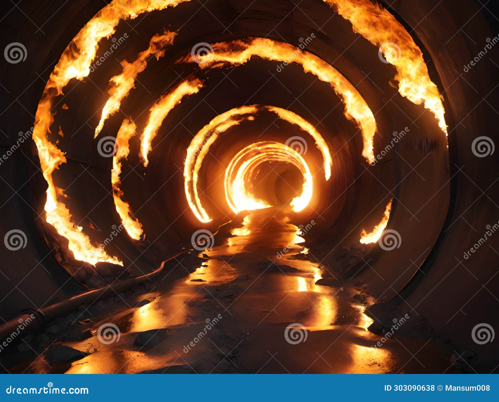 Tunnel in the Middle of Fire Stock Illustration - Illustration of ...