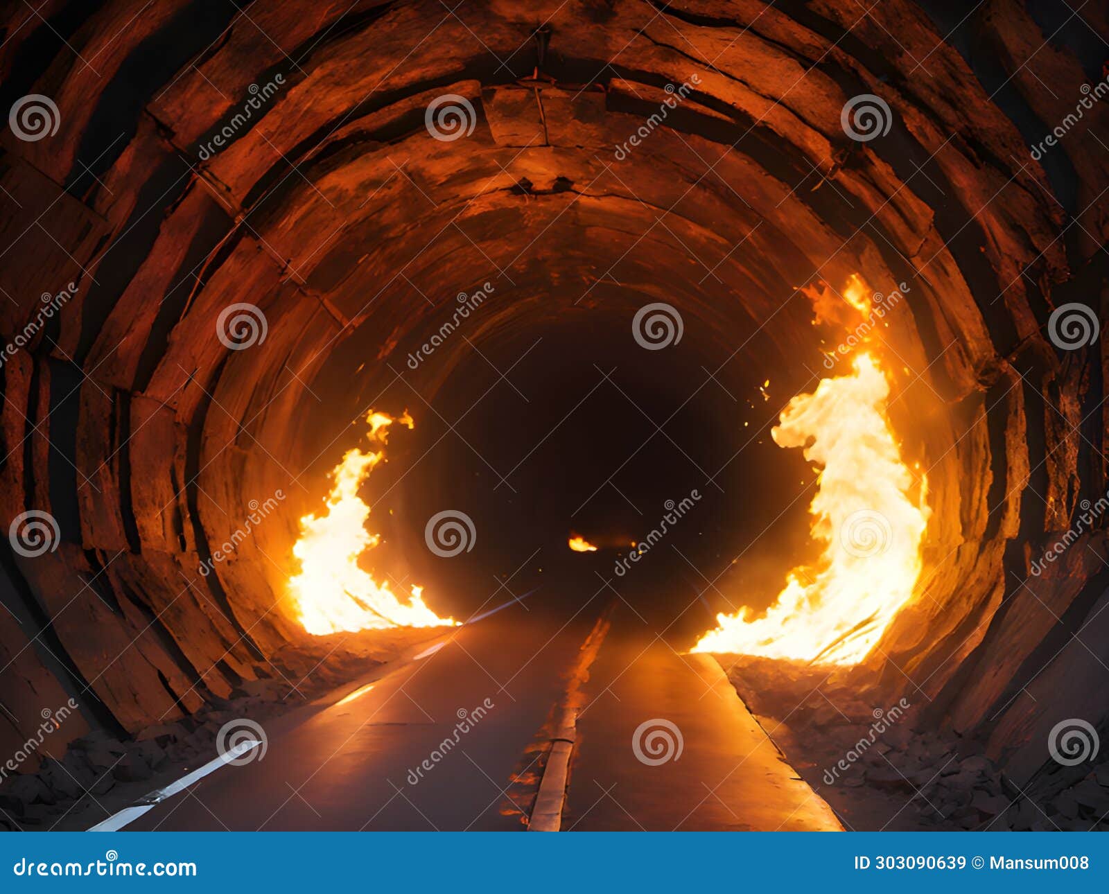 Tunnel in the Middle of Fire Stock Illustration - Illustration of ...