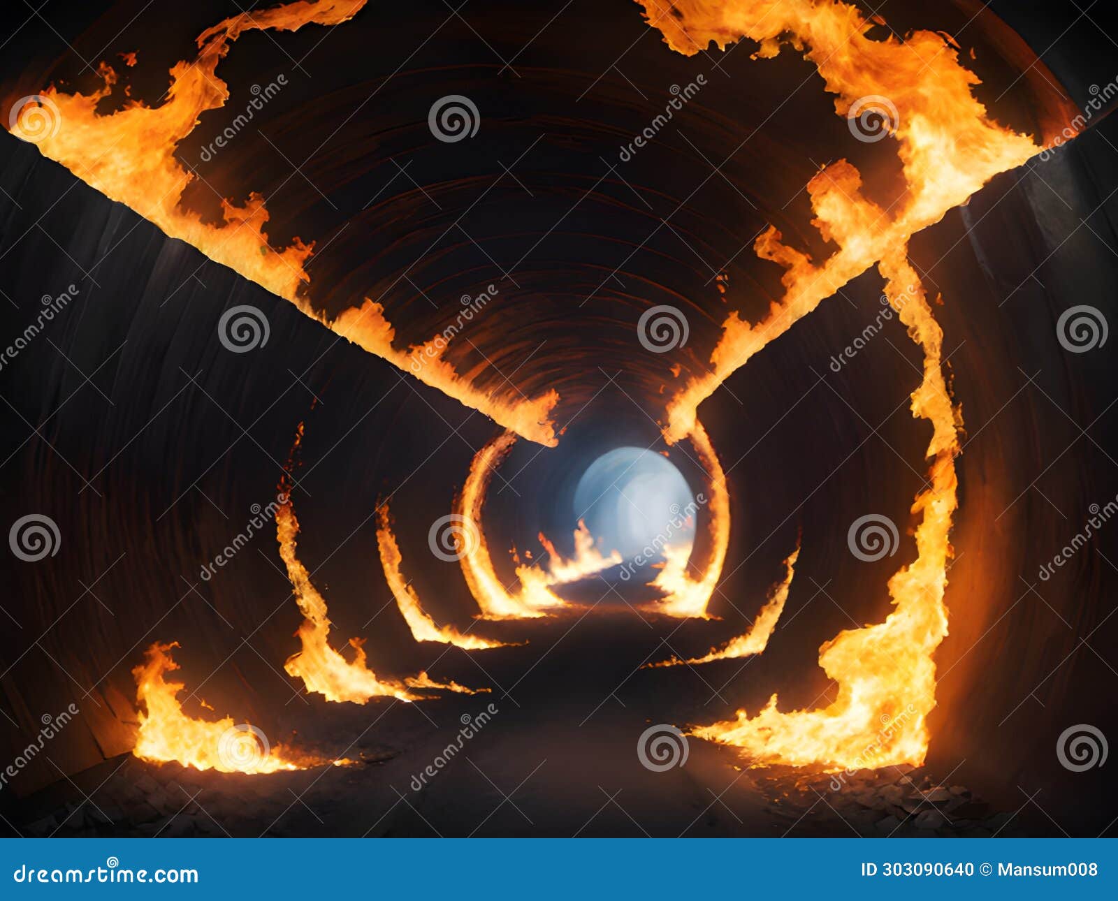 Tunnel in the Middle of Fire Stock Illustration - Illustration of heat ...