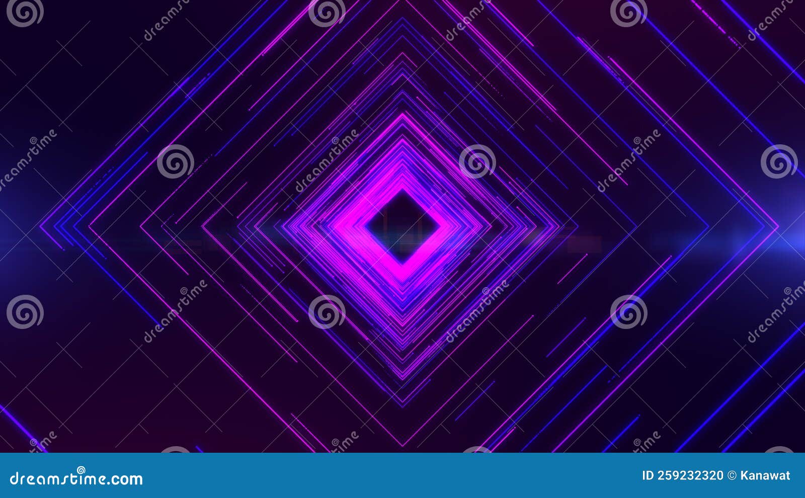 Tunnel Neon Light Glowing Line Neon Light, Purple Square Shape Tunnel ...
