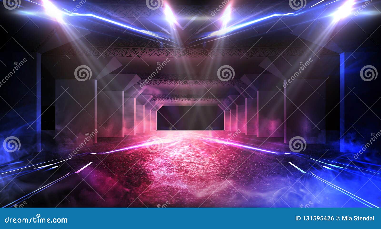 Tunnel Neon Light, Underground Passage. Abstract Background with Lines ...