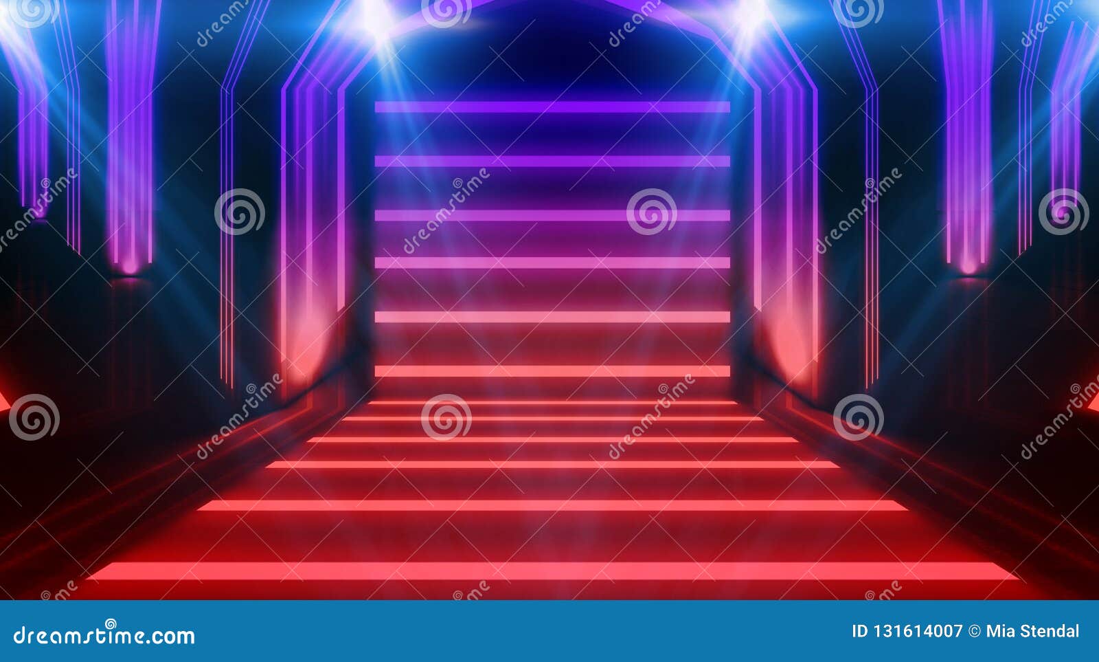 Tunnel Neon Light, Underground Passage. Abstract Background with Lines ...