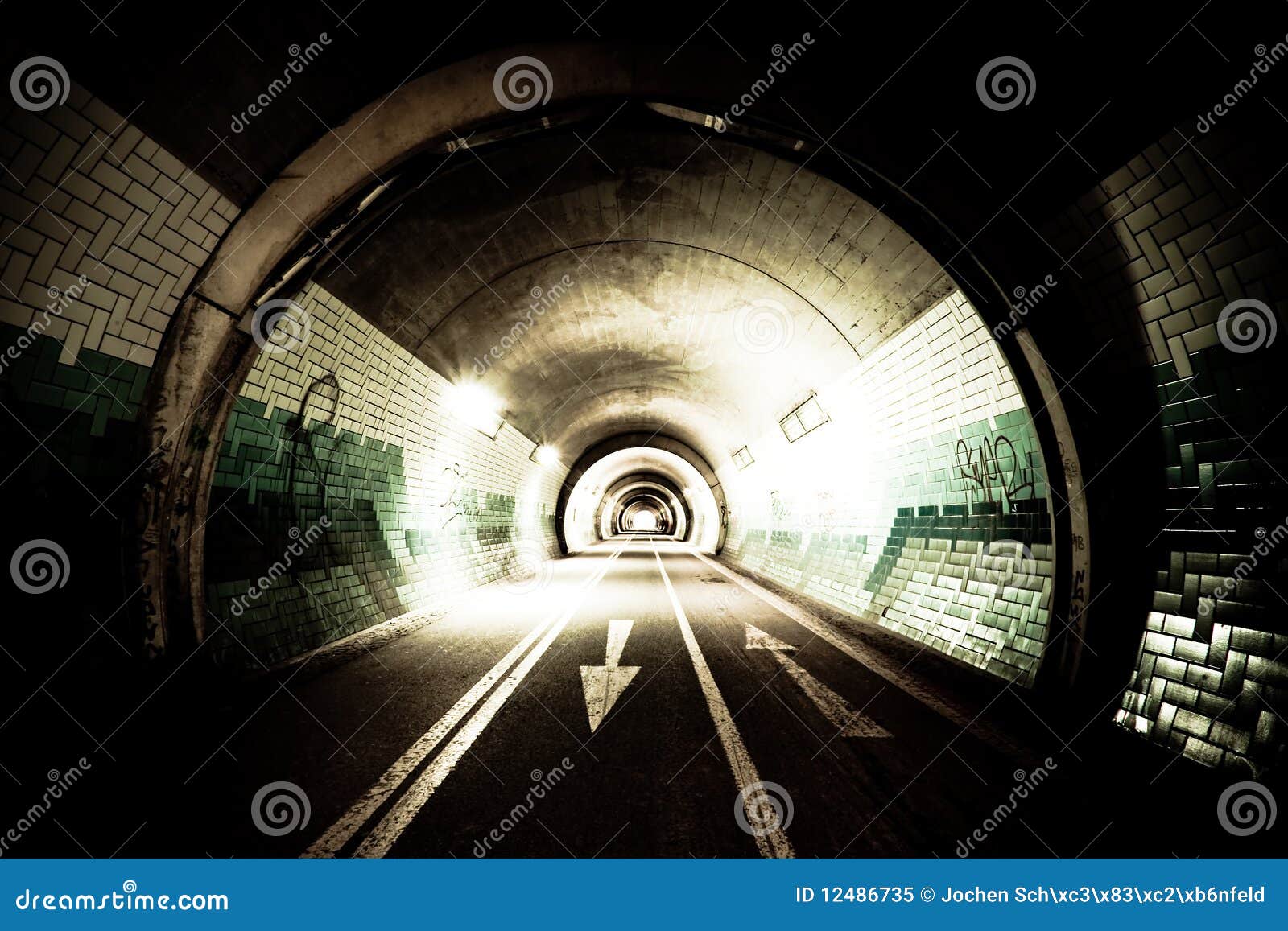 Tunnel by night stock image. Image of hope, long, lane - 12486735