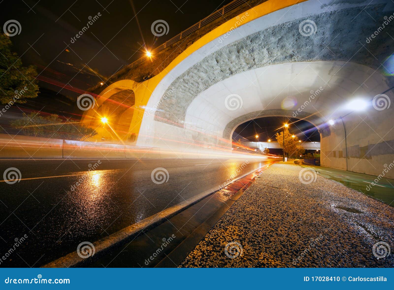 Tunnel at night stock photo. Image of automobile, connection - 17028410
