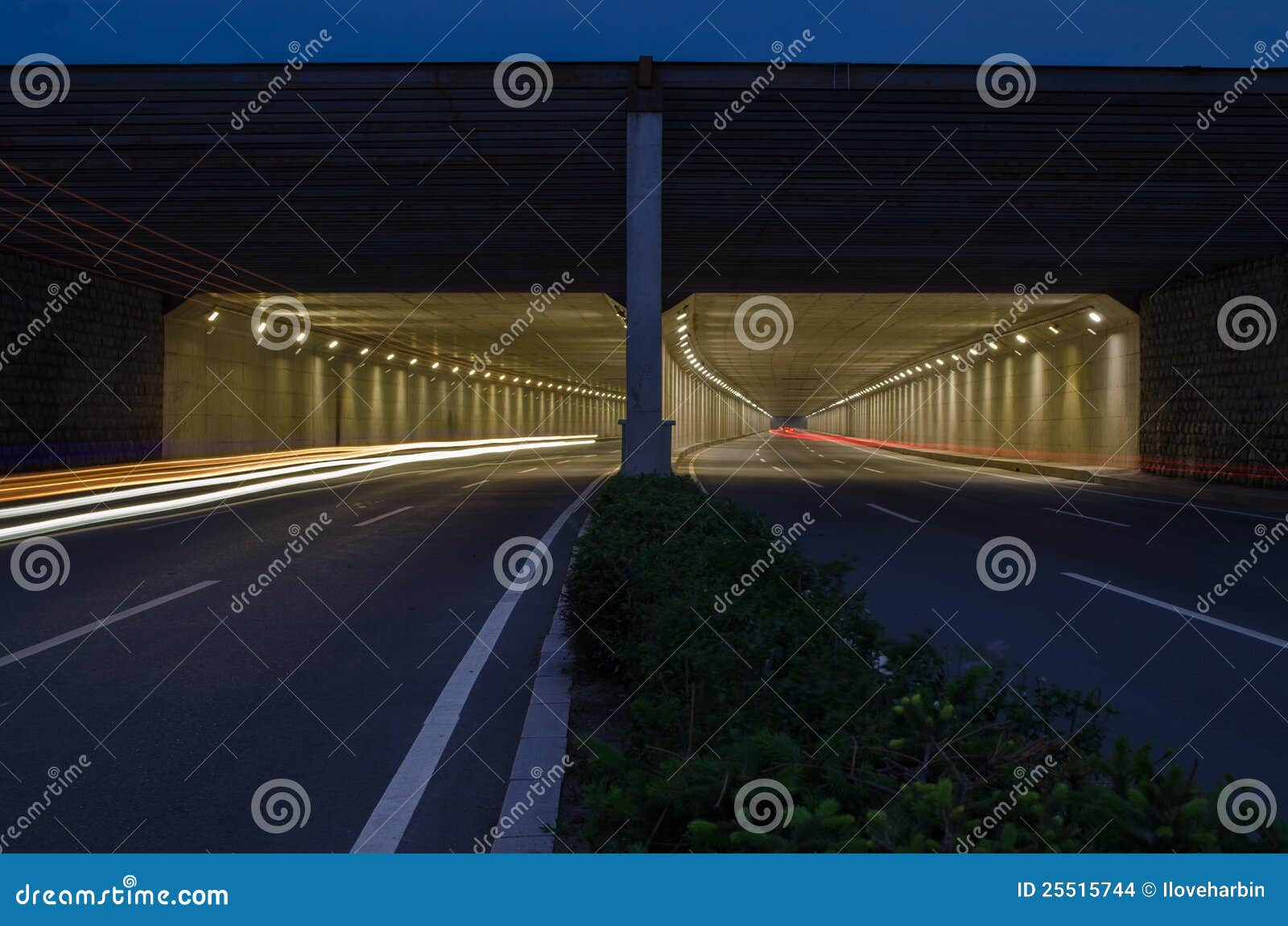 A Tunnel at Night stock photo. Image of night, light - 25515744