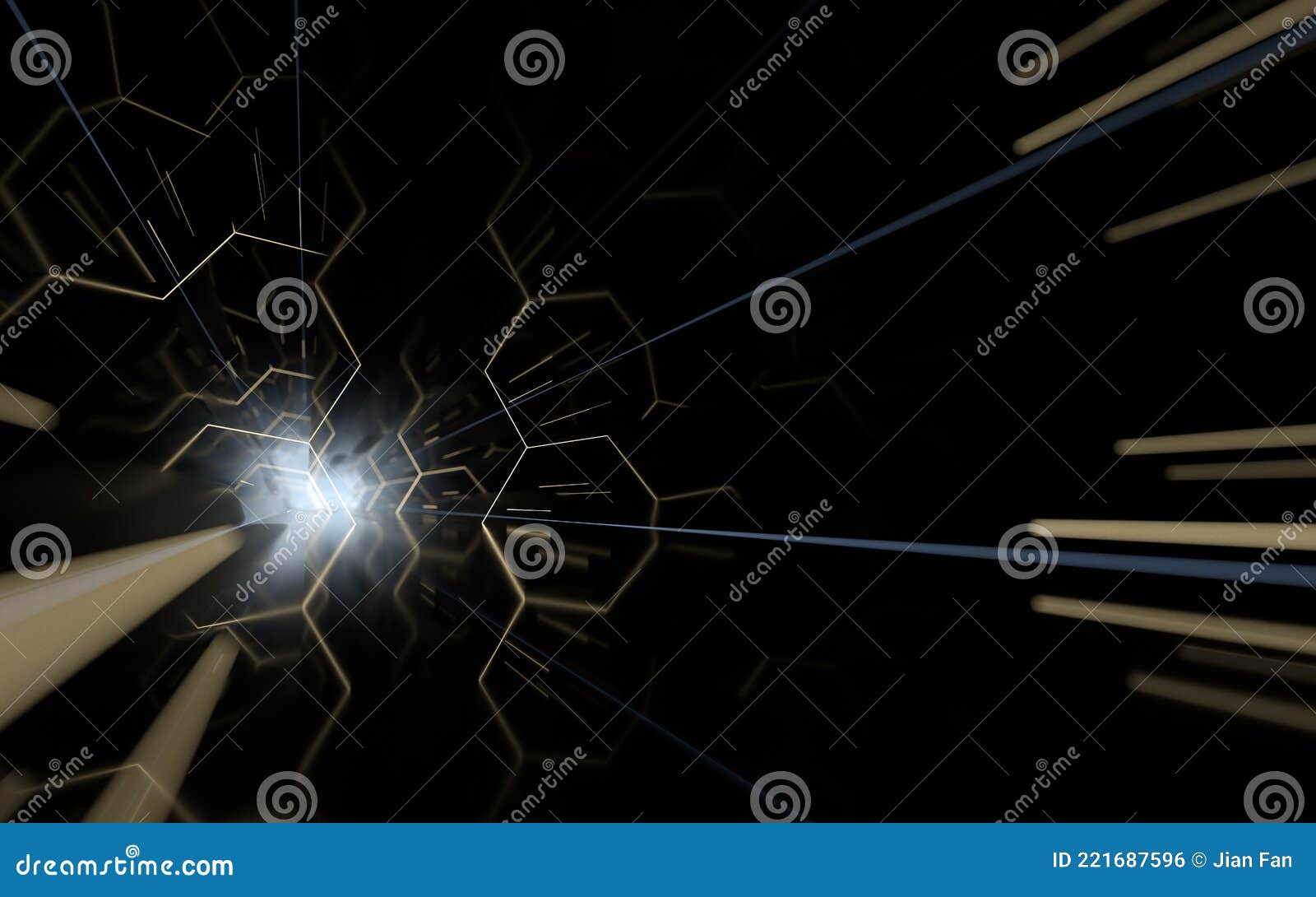 Tunnel with Polygon Background, 3d Rendering Stock Illustration ...