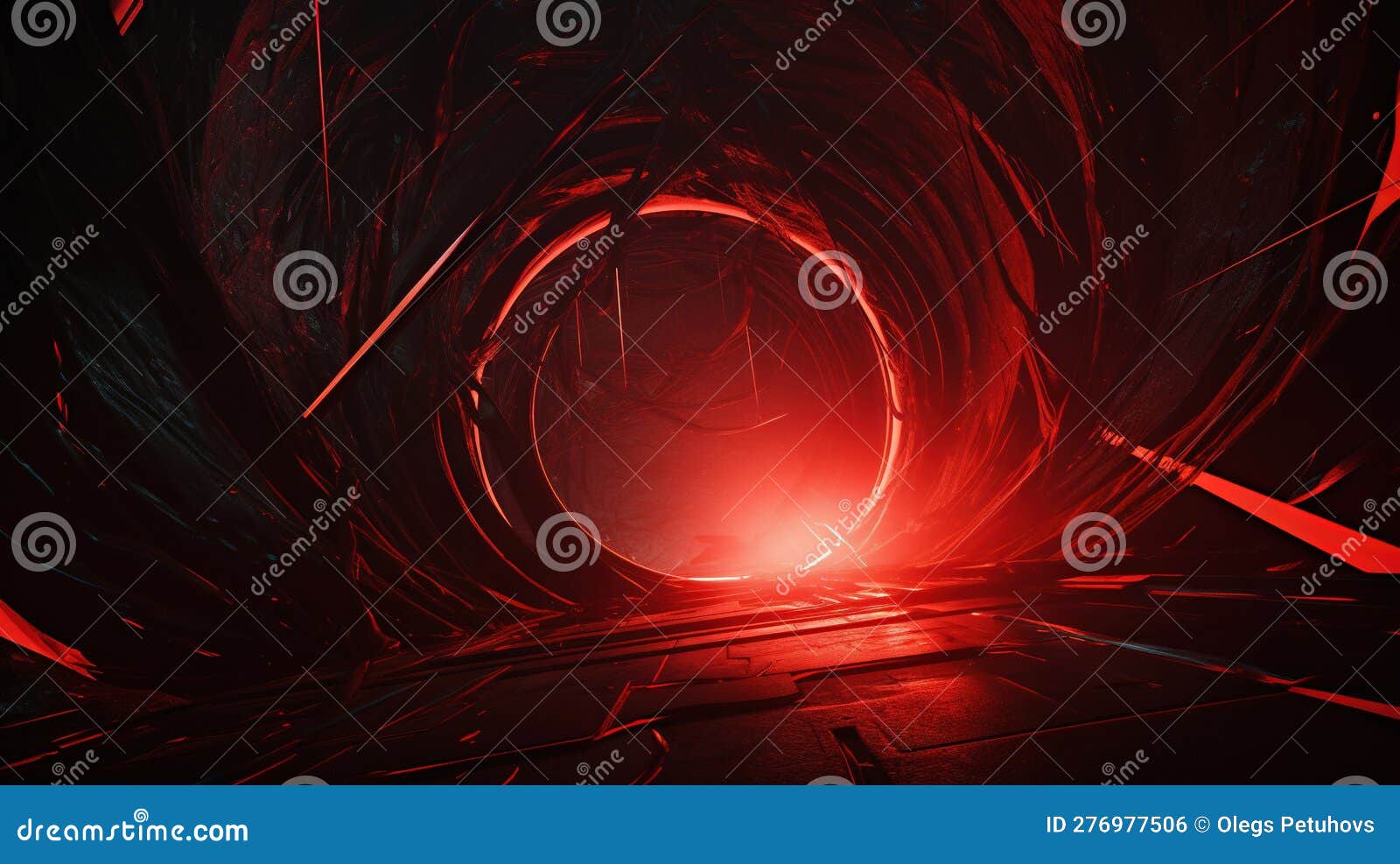 A Tunnel with Red Light Coming Out of the Center of it Stock ...