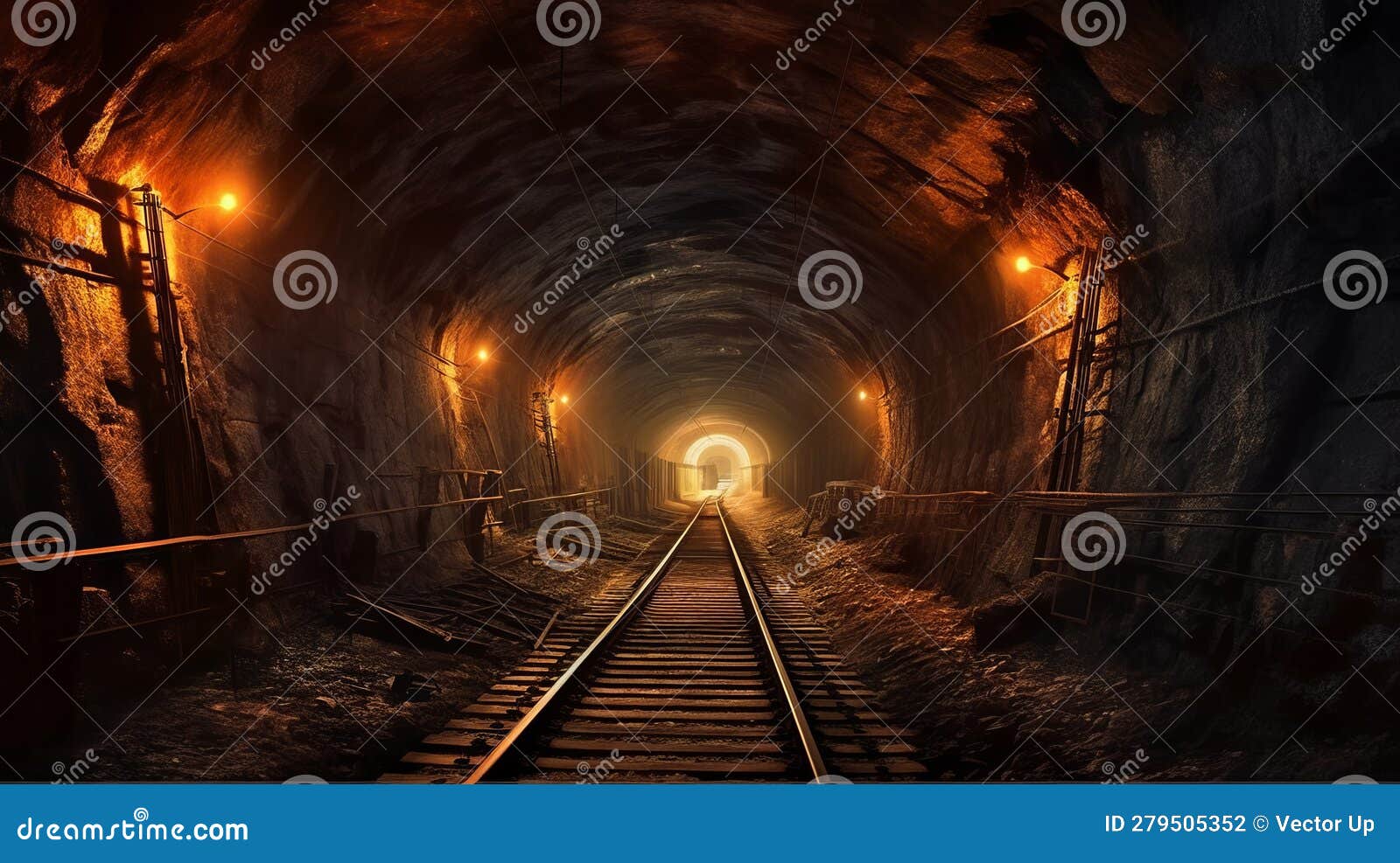 Tunnel and Train Tracks. Generative AI Stock Illustration ...