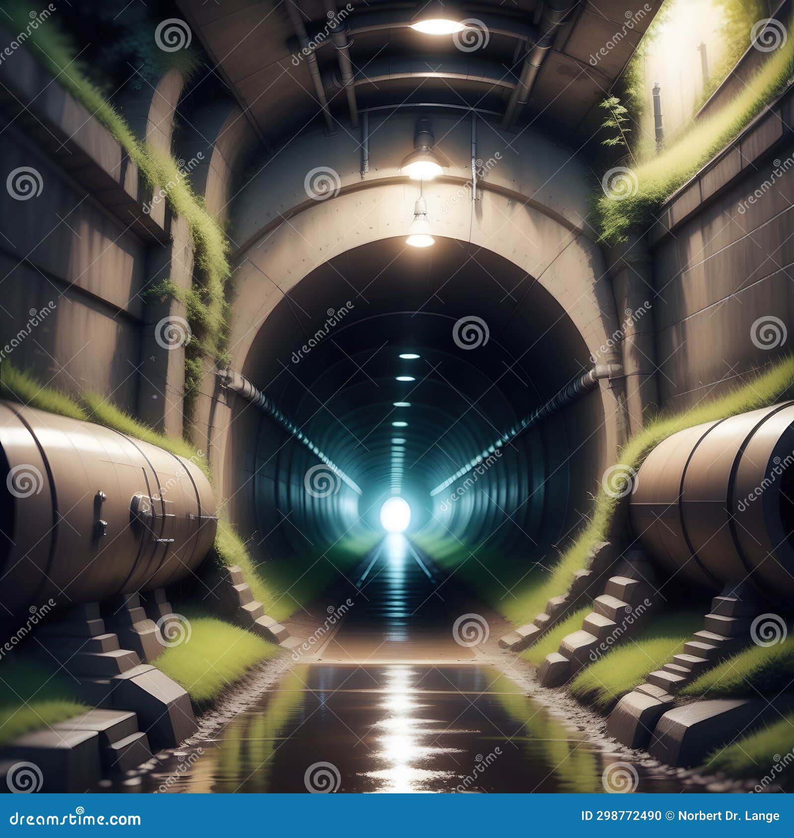 Tunnel tube, AI-generatet stock photo. Image of light - 298772490