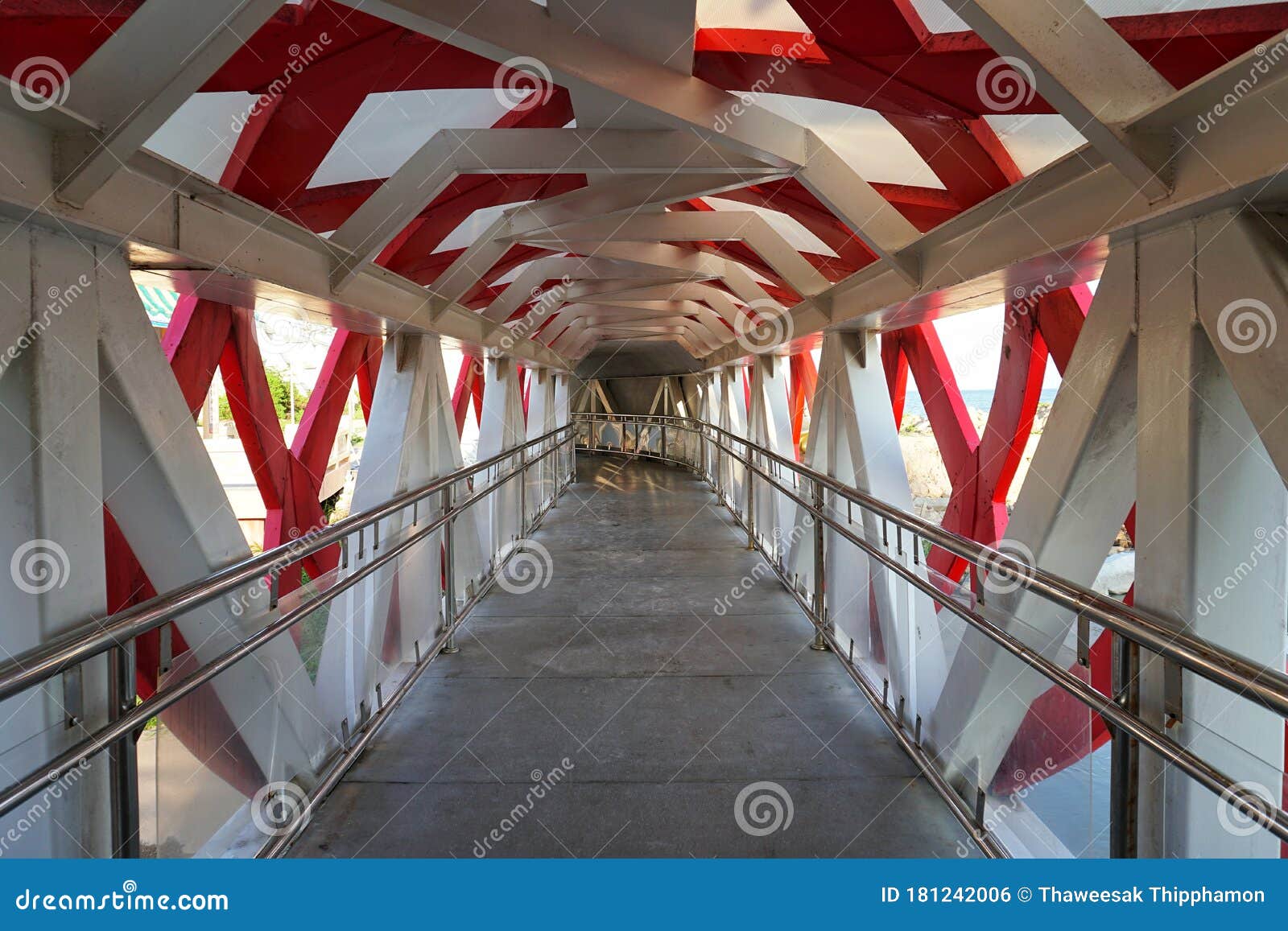 The Tunnel Walkway of Steel Structures Stock Photo - Image of cement ...