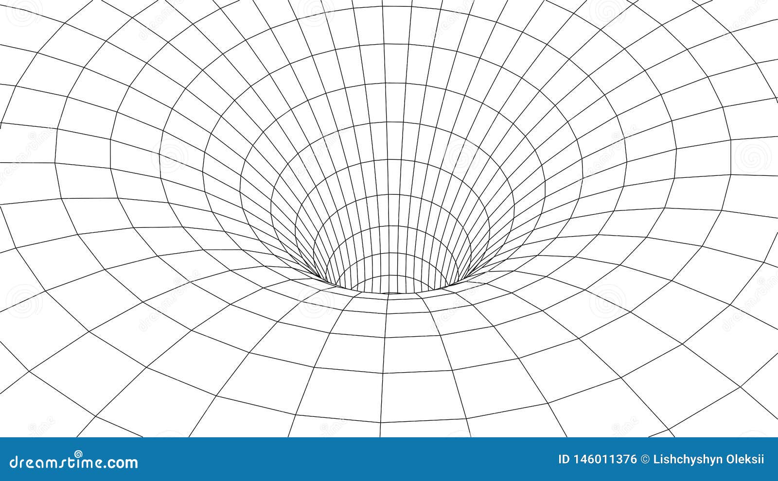 Tunnel or Wormhole. Abstract Wormhole Science. 3D Tunnel Grid.Wireframe ...