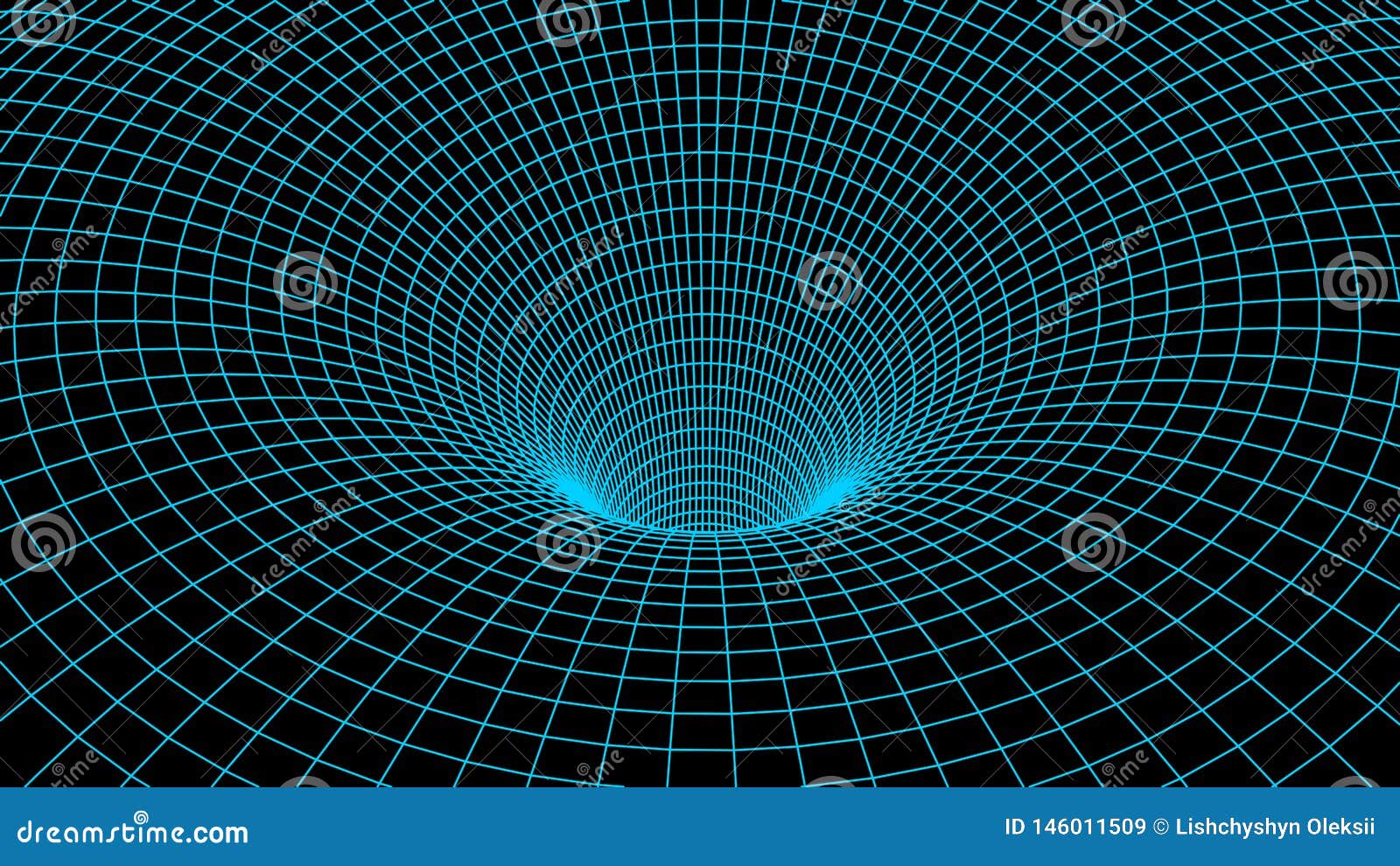 Tunnel or Wormhole. Abstract Wormhole Science. 3D Tunnel Grid.Wireframe ...