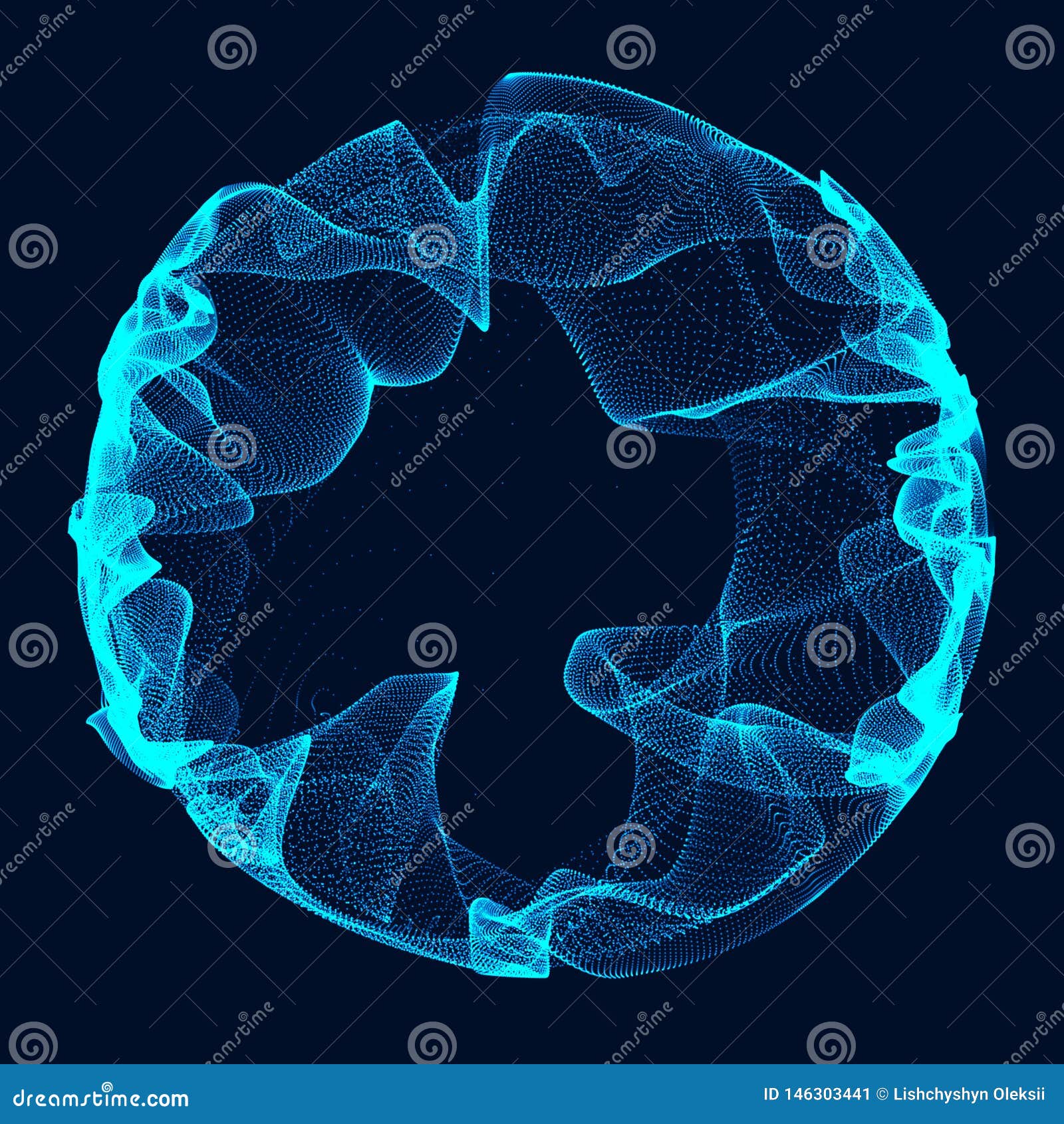 Tunnel or Wormhole. Abstract Sphere, Consisting of Points. Space-time ...