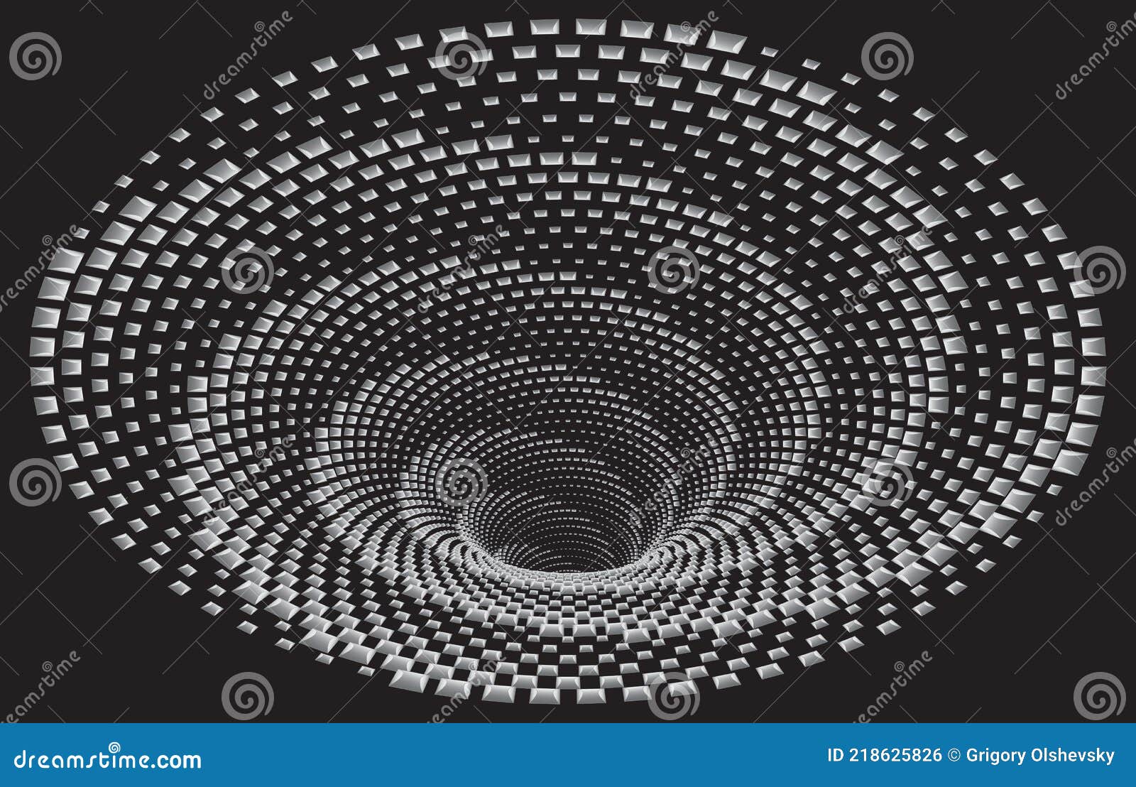 Tunnel or Wormhole. Optical Illusion. Digital Wireframe Tunnel ...