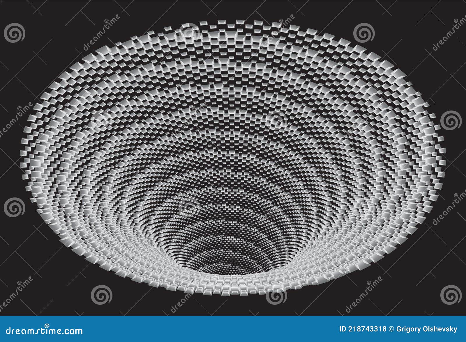 Tunnel or Wormhole. Optical Illusion. Digital Wireframe Tunnel. 3D ...