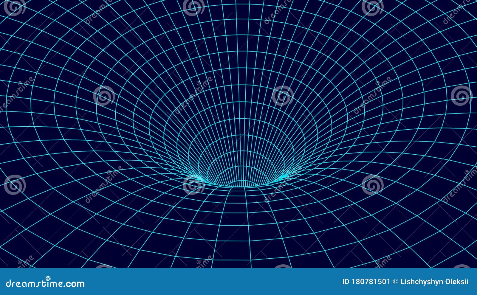 Tunnel or Wormhole. Wireframe 3D Surface Tunnel Grid Stock Illustration ...