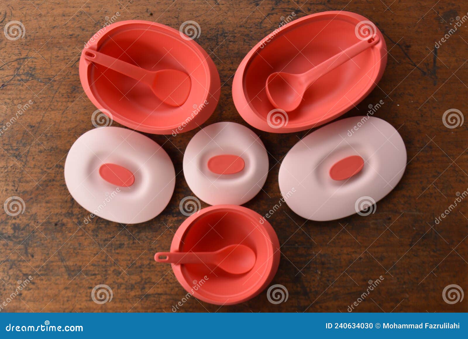 Tupperware Serving Set with Wood Table Background Stock Photo - Image ...