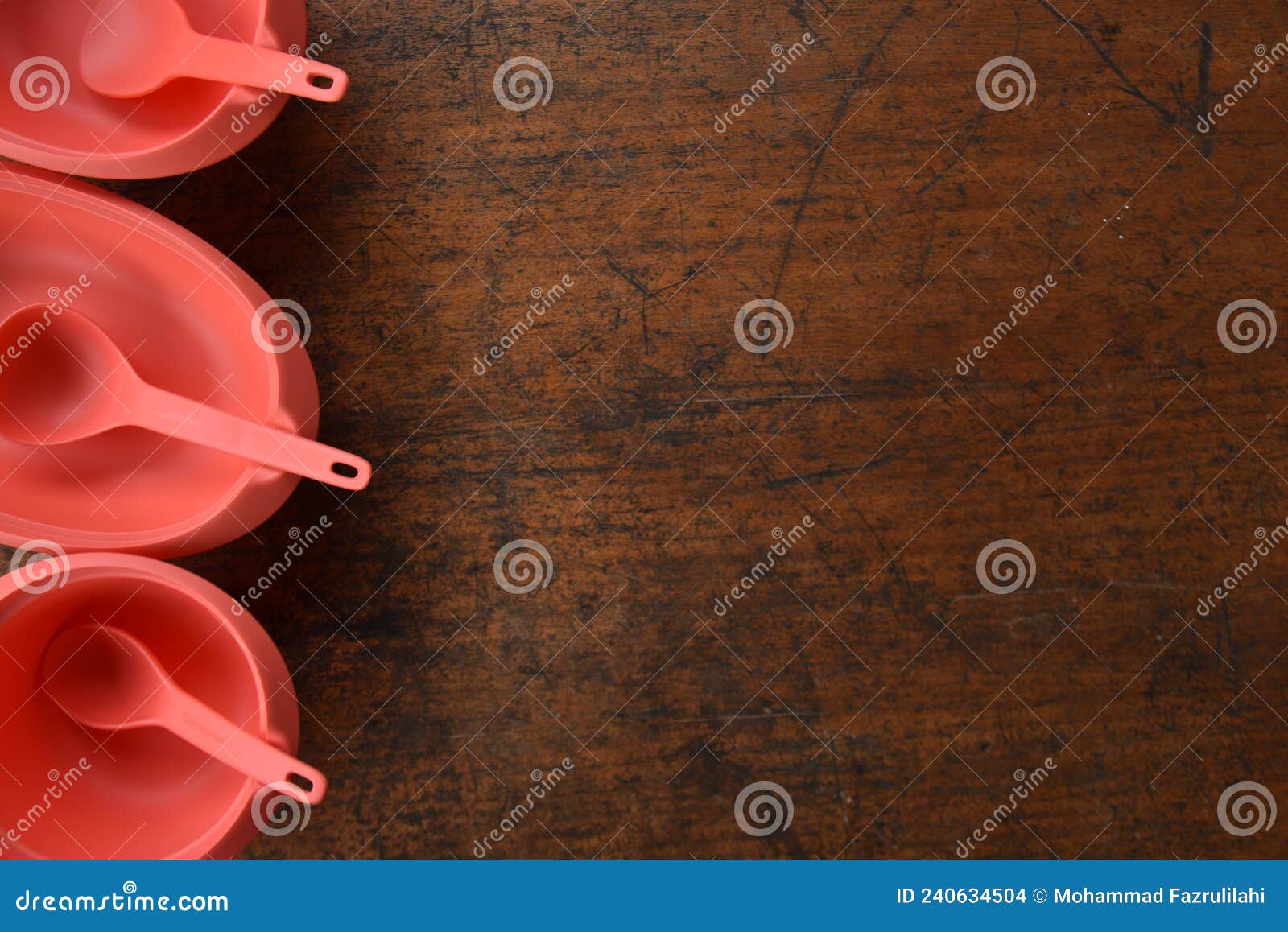 Tupperware Serving Set With Wood Table Background Stock Photo ...