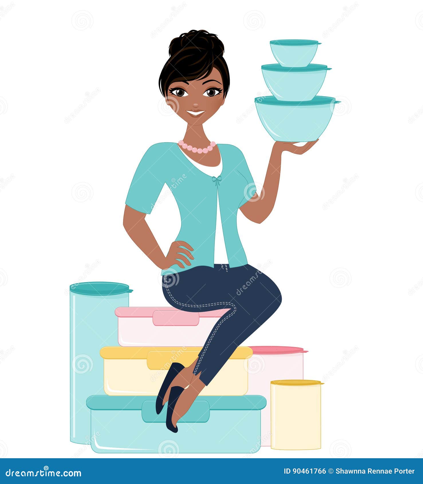 Tupperware woman stock illustration. Illustration of person - 90461766