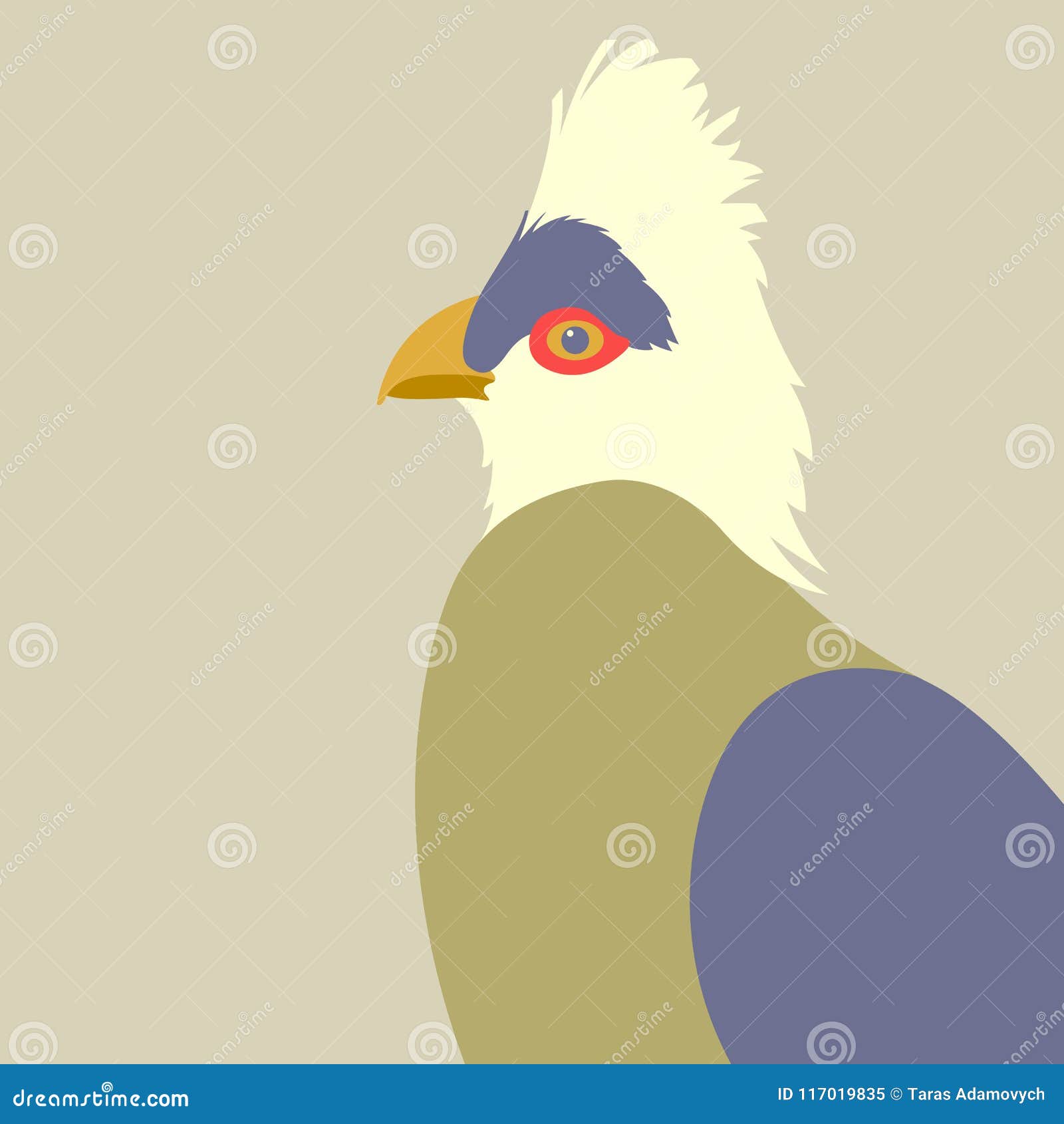 Turaco Bird Vector Illustration Flat Style Profile Stock Vector ...