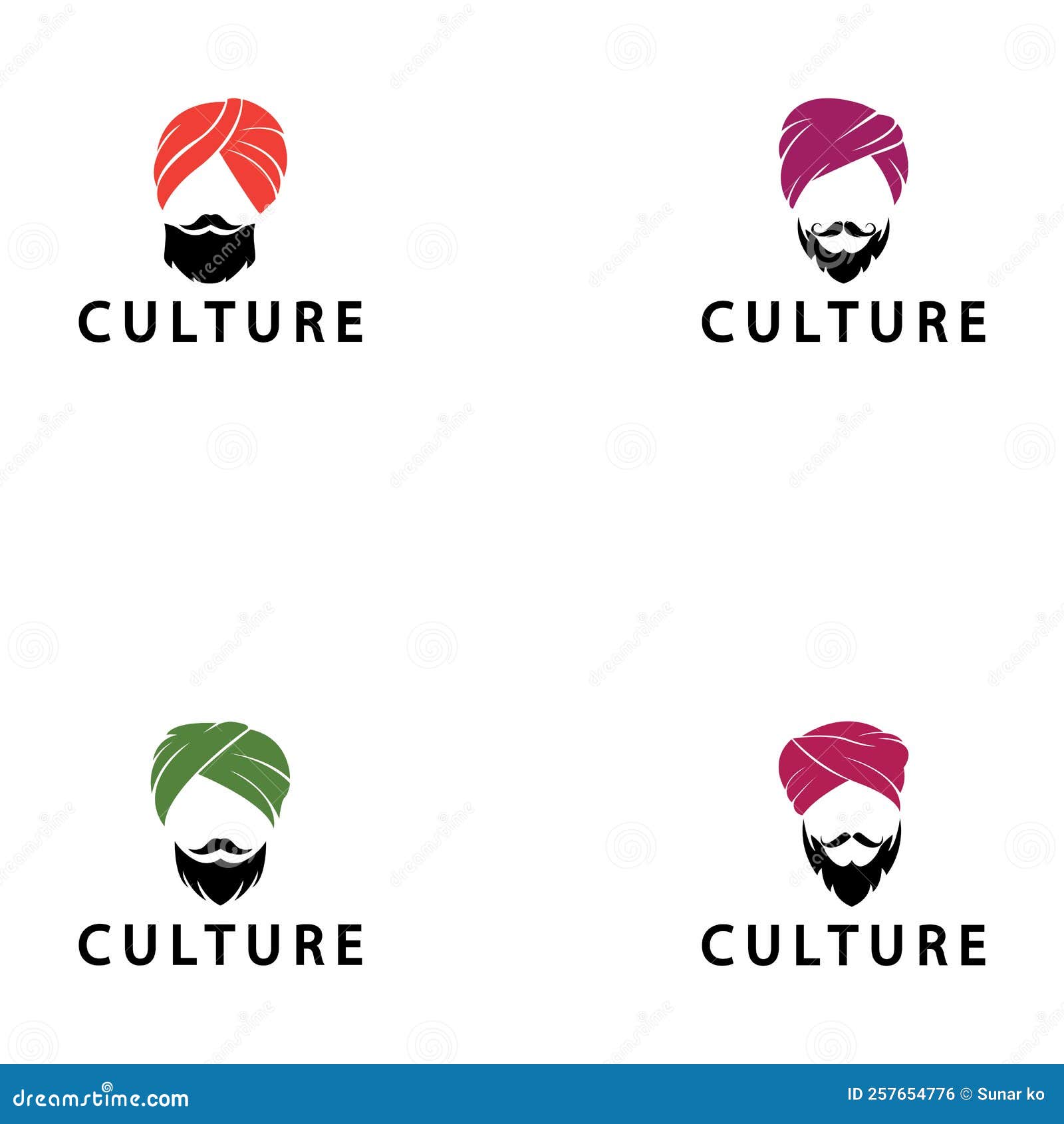 Turban Mustache India Indian Logo Design Vector Illustration Stock ...