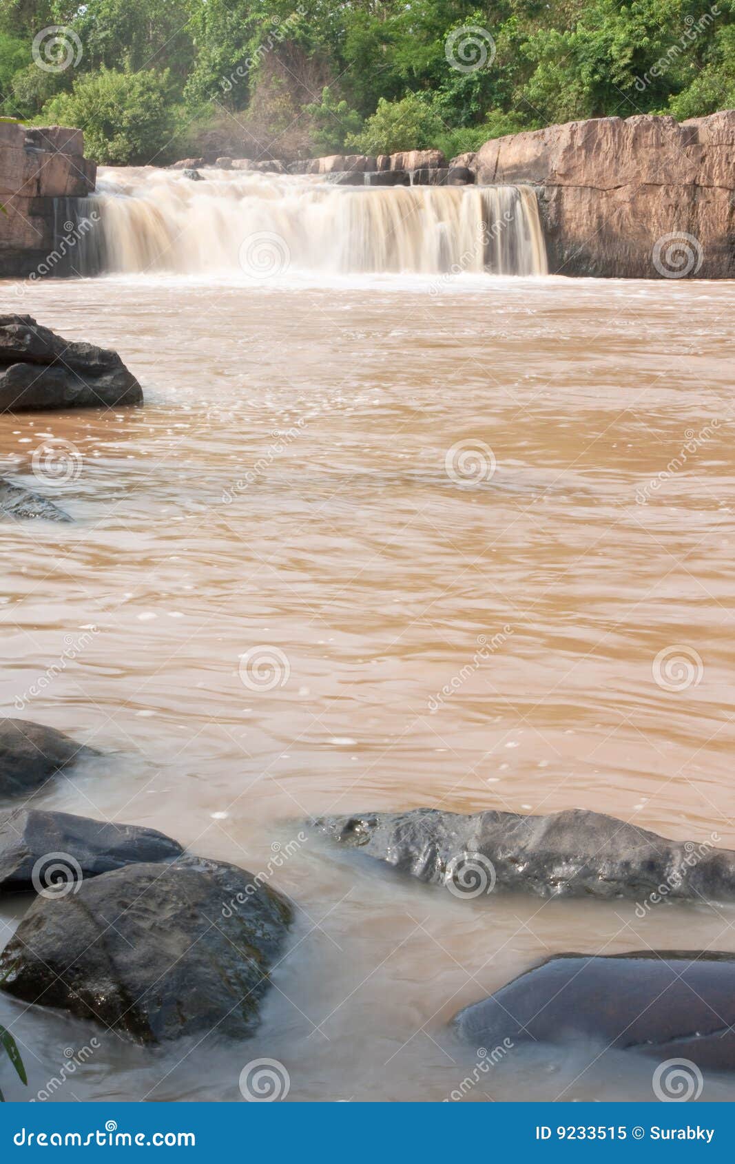 Turbid Water In The Dam Overflows Into The Spillway Royalty-Free Stock ...