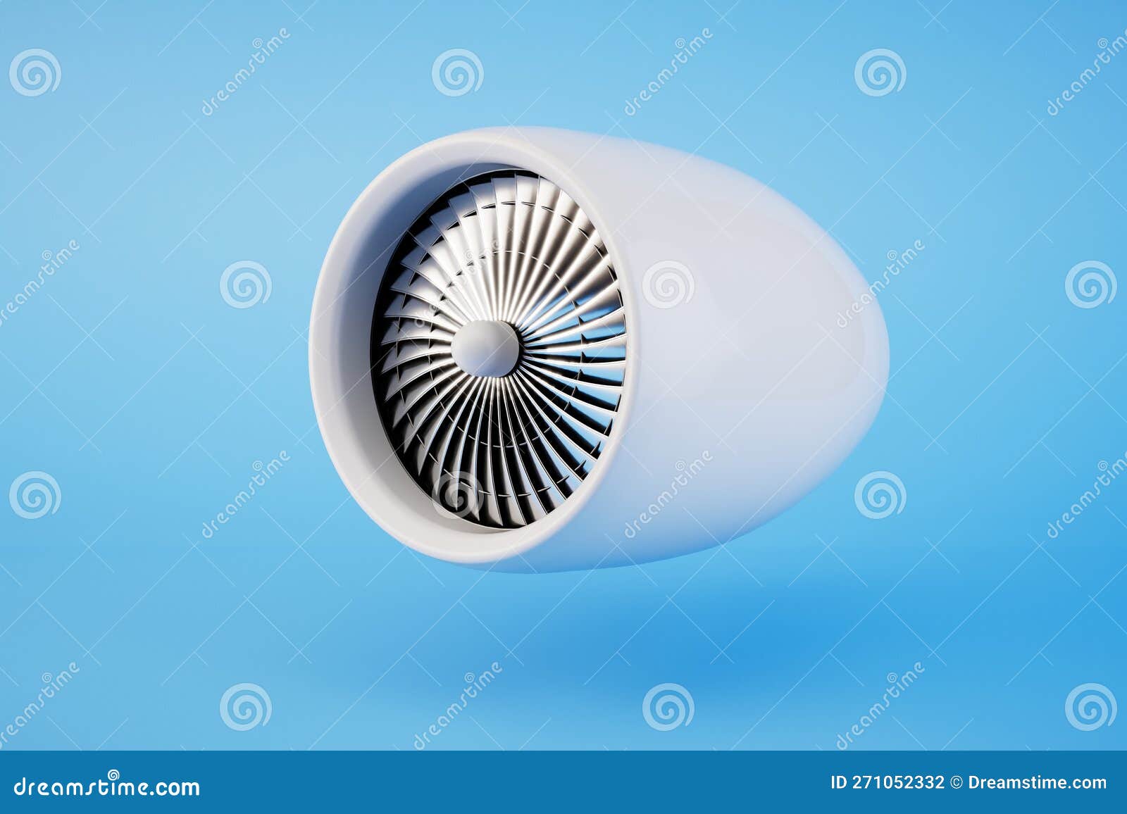 The Turbine of the Aircraft on a Blue Background. 3D Render Stock ...