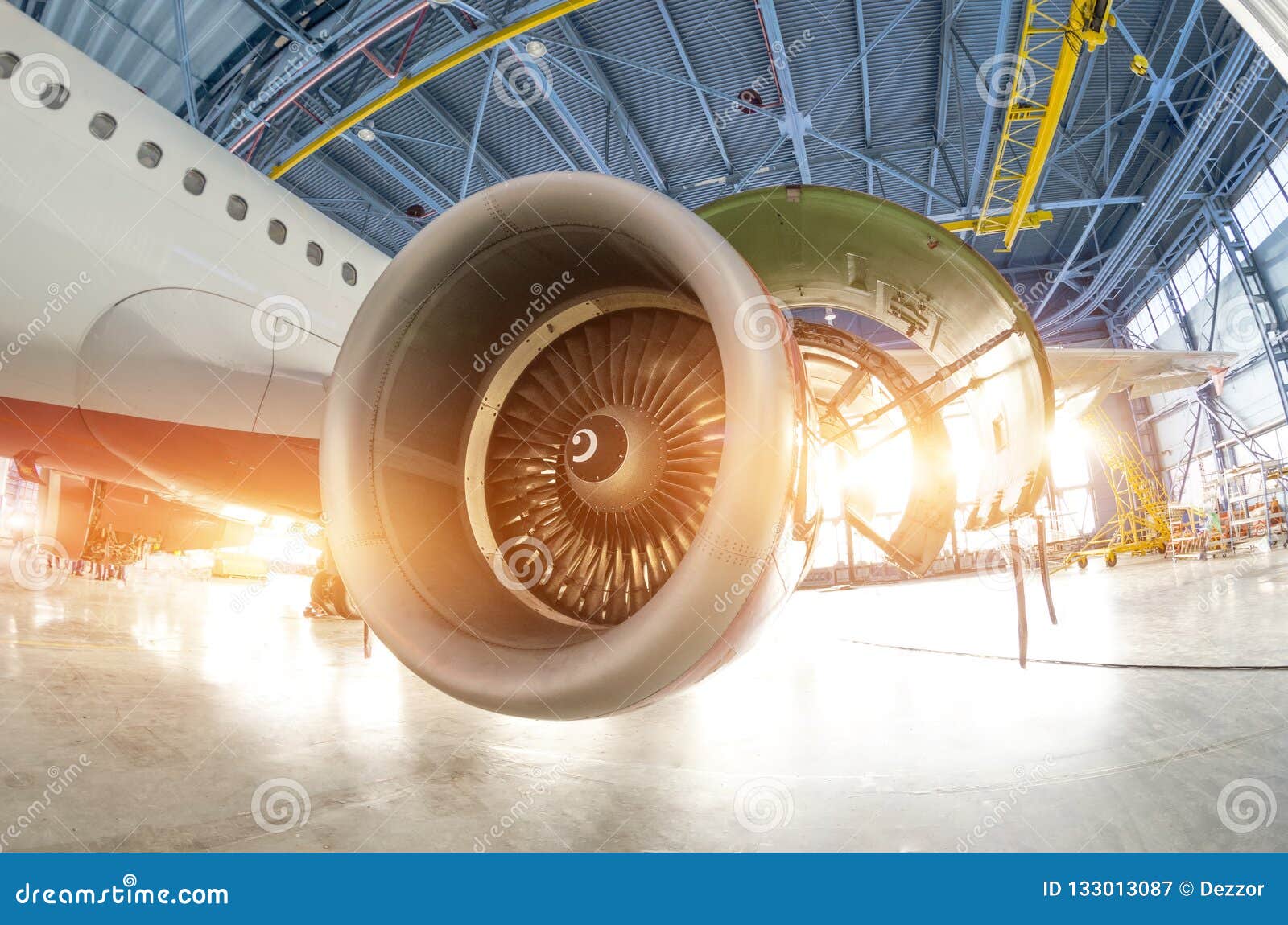 Jet Engine Blades. Front Of The Aircraft Engine For Background. Turbo ...
